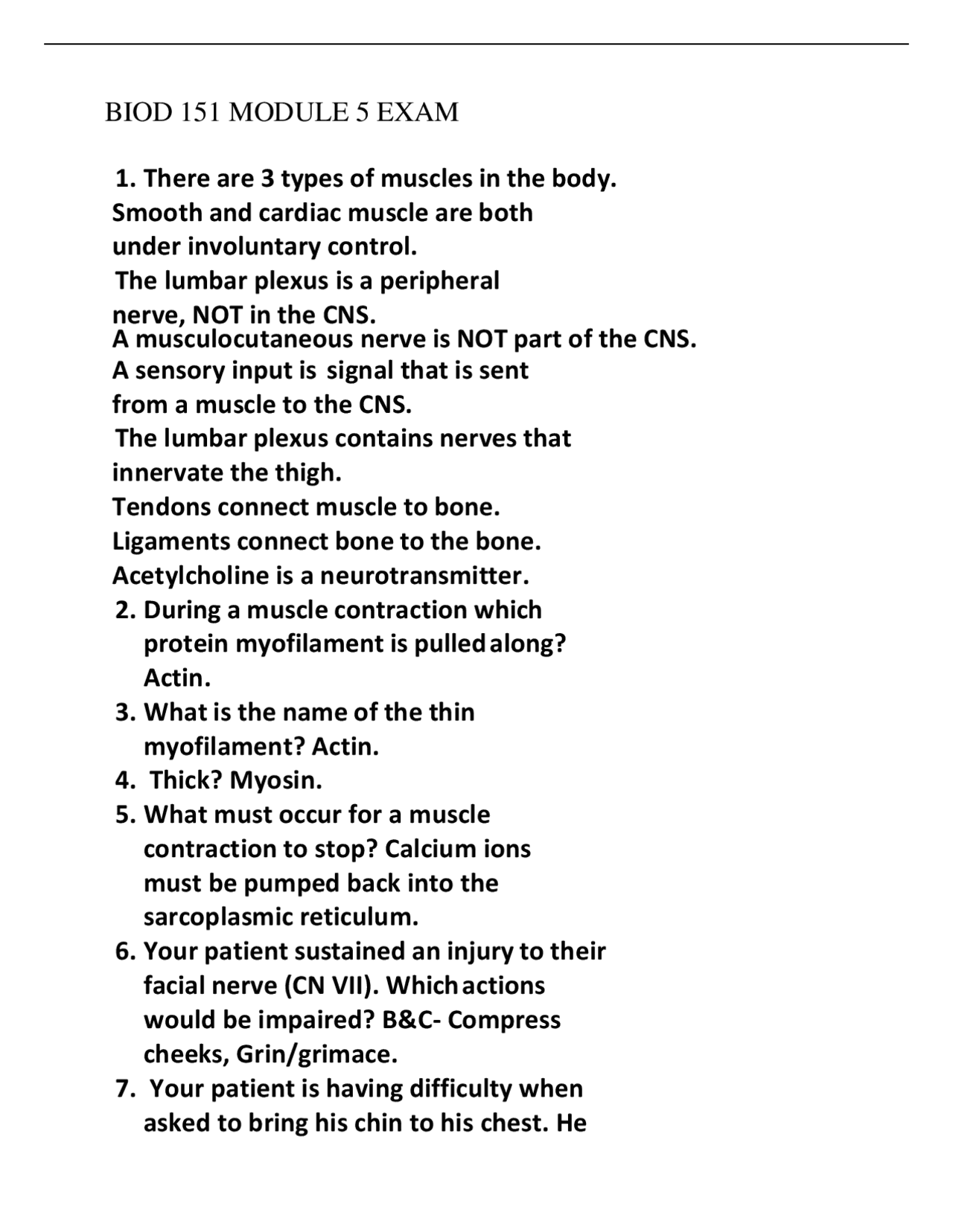 Muscle Physiology Exam: Anatomy and Function of Muscles and Nerves ...