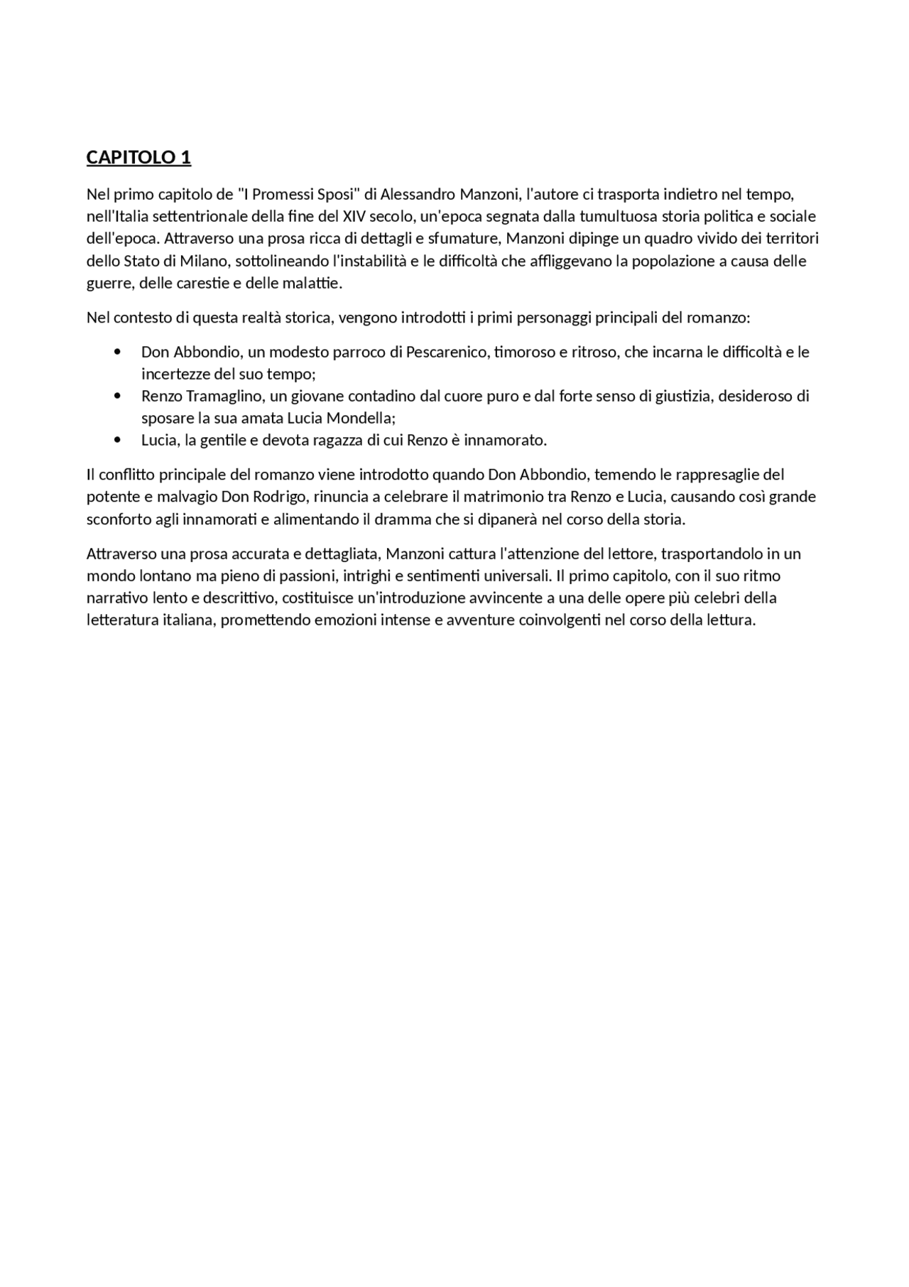 Primo capitolo 'I Promessi Sposi': Guerra, carestie e amore | Appunti di Lingue e letterature ...