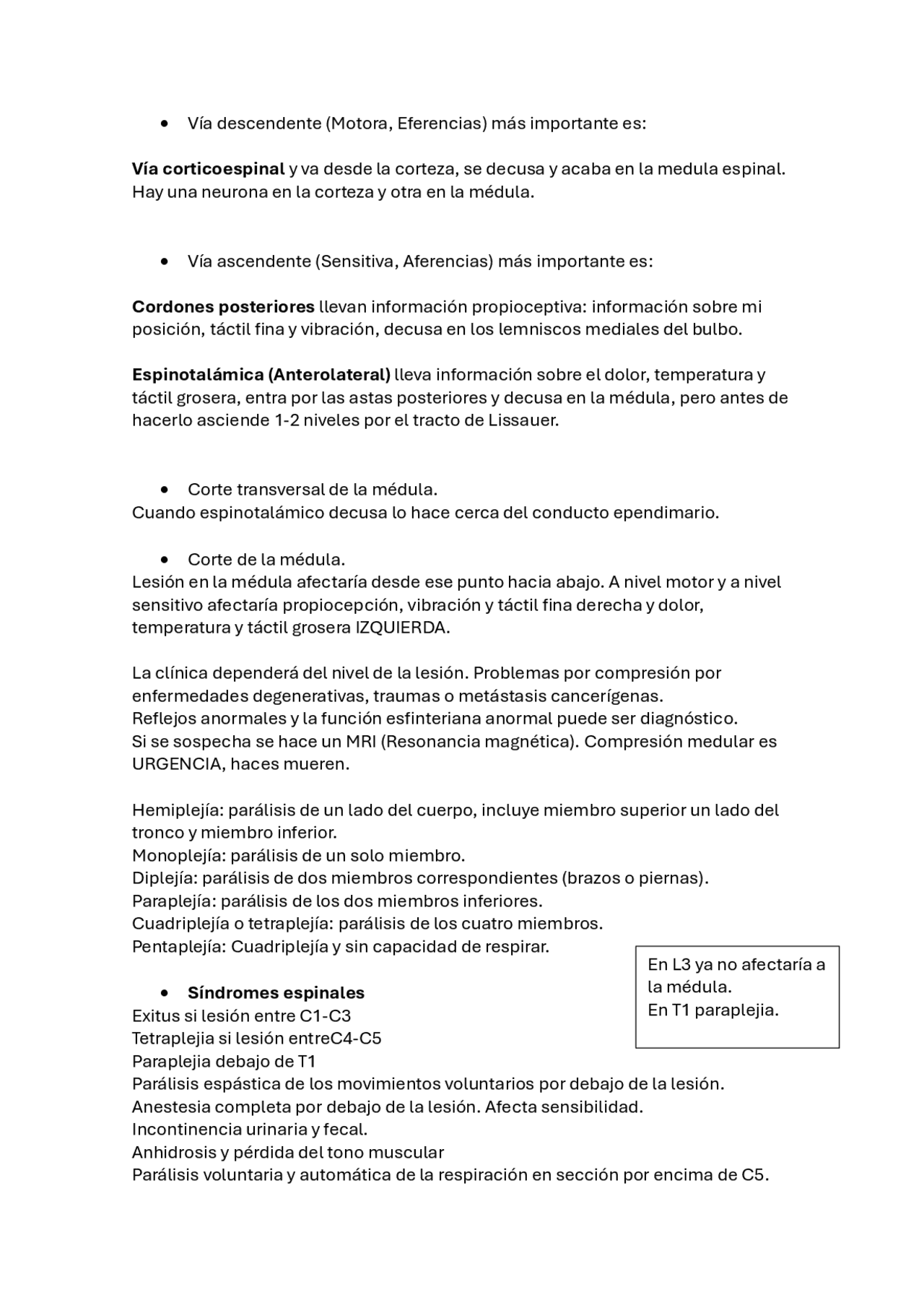 Anatomía y Lesiones de la Médula Espinal: Síndromes Espinales y ...