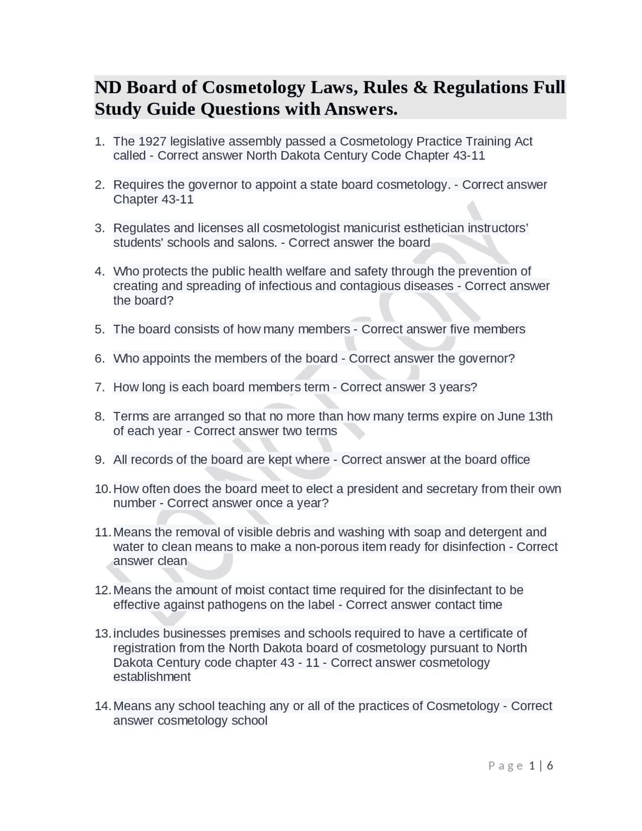 ND Board of Cosmetology Laws, Rules & Regulations Full Study Guide ...