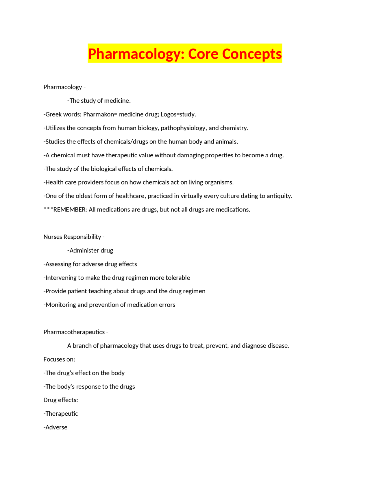 Pharmacy and Nursing: Drugs, Pharmacology, and Pharmacotherapeutics ...