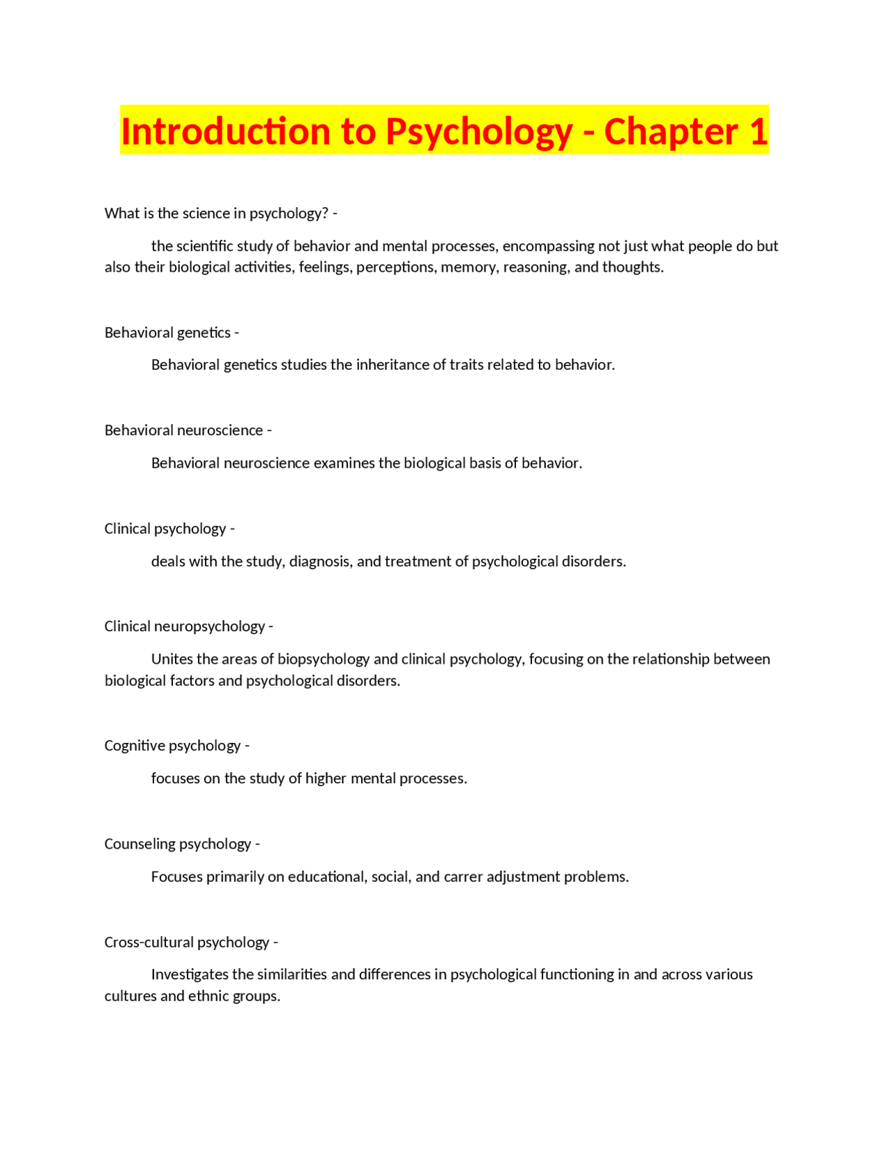 Introduction to Psychology: Branches, Perspectives, and Research Methods | Exams Psychology ...