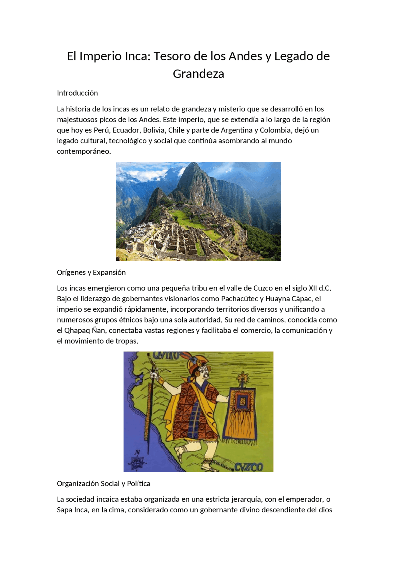 El Imperio Inca: Tesoro de los Andes y Legado de Grandeza | Apuntes de ...