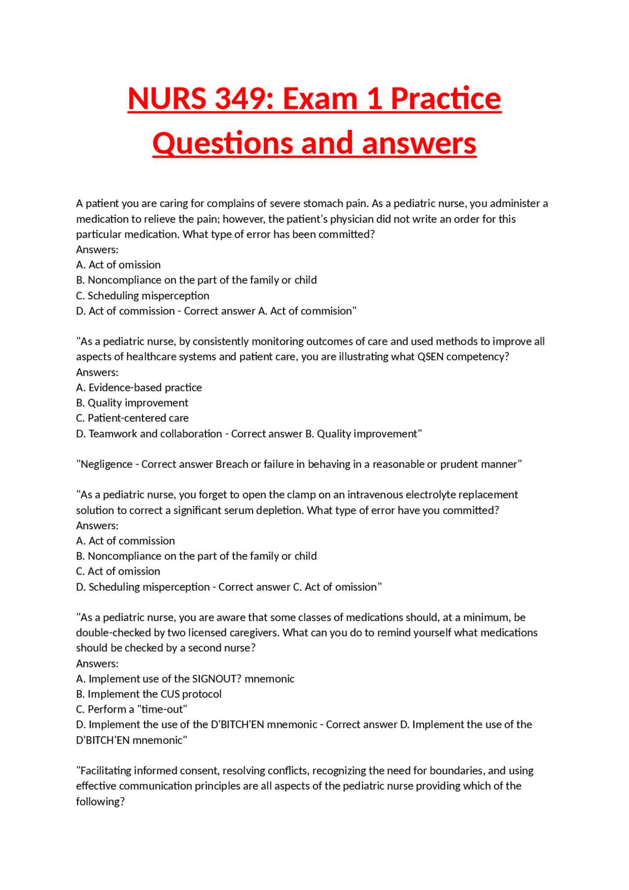 Pediatric Nursing: Ensuring Patient Safety by Addressing Errors and ...