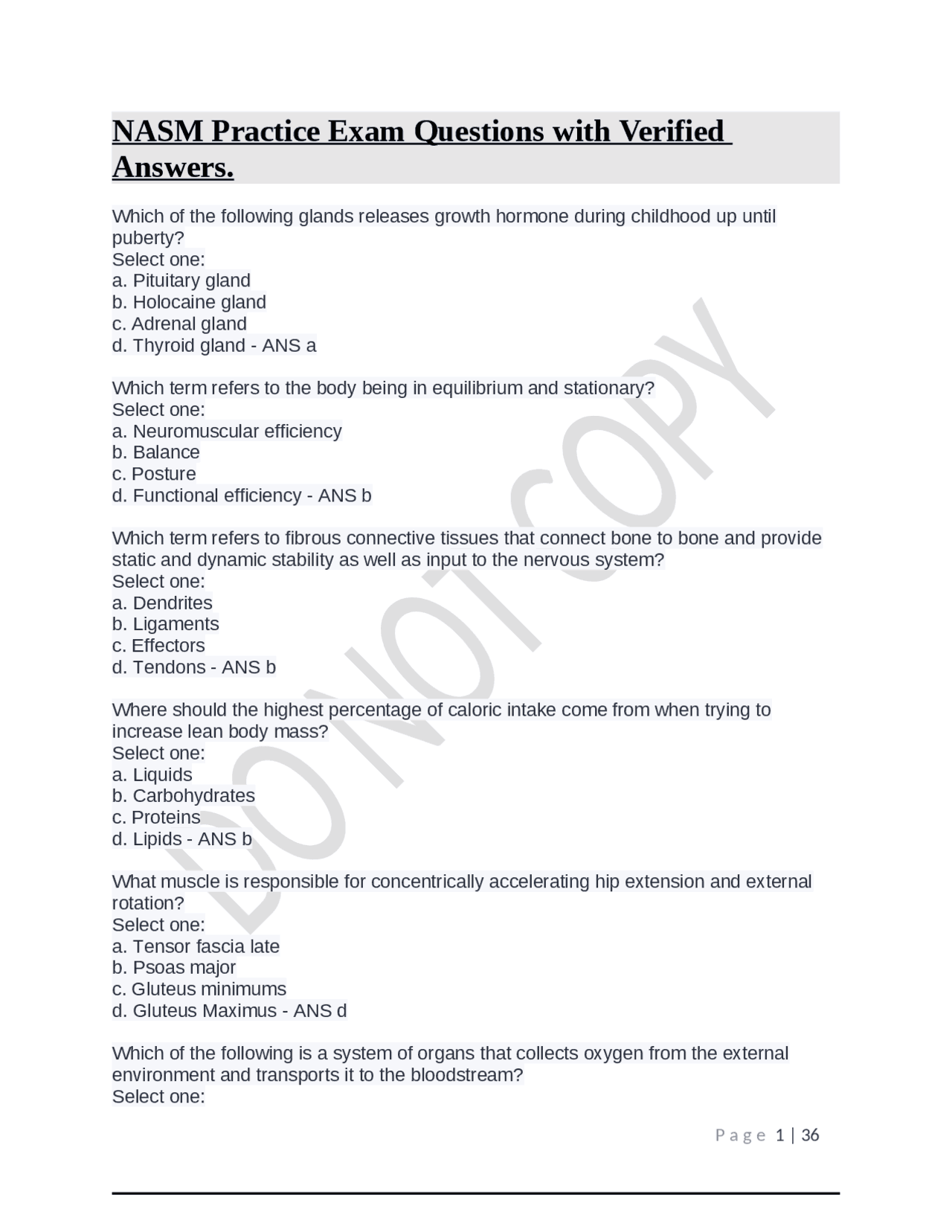 NASM Practice Exam Questions with Verified Answers. | Exams Laboratory ...