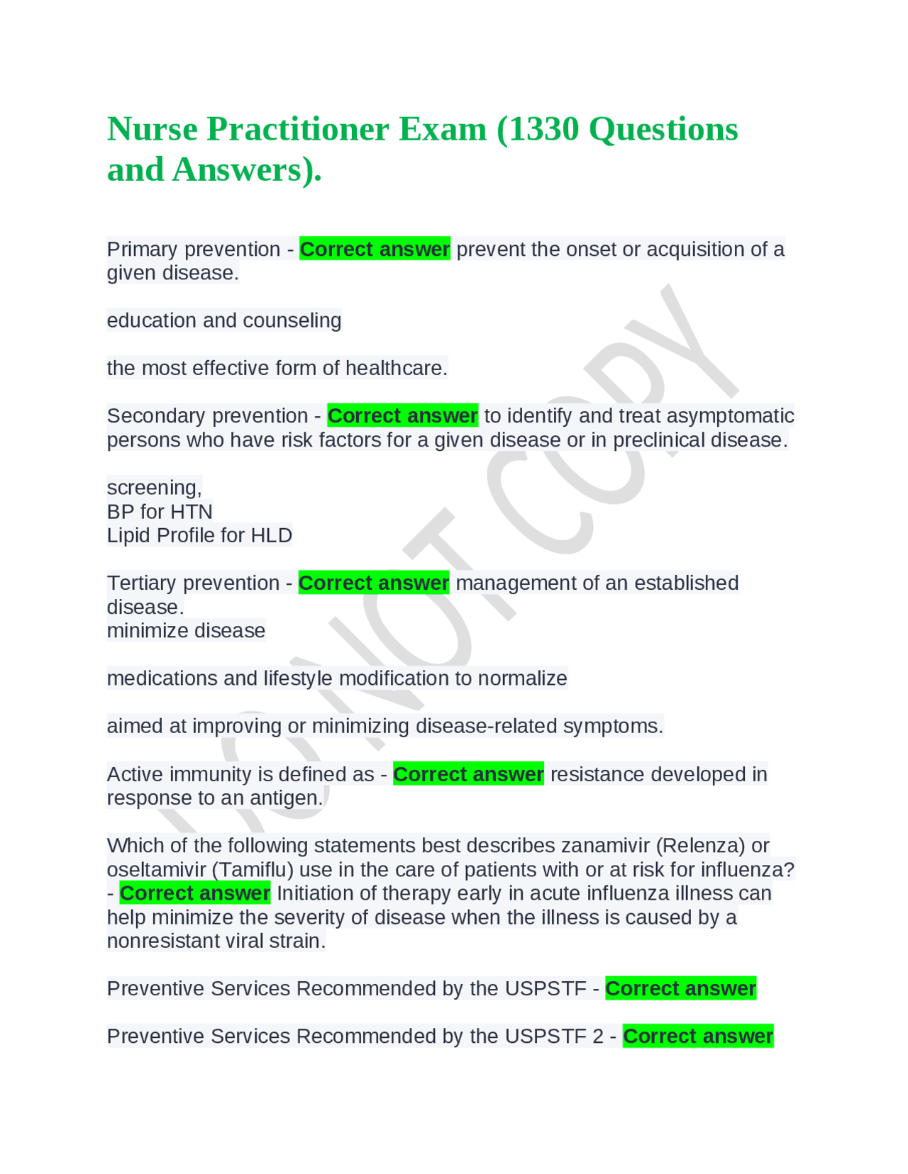 Nurse Practitioner Exam (1330 Questions and Answers). | Exams Nursing ...