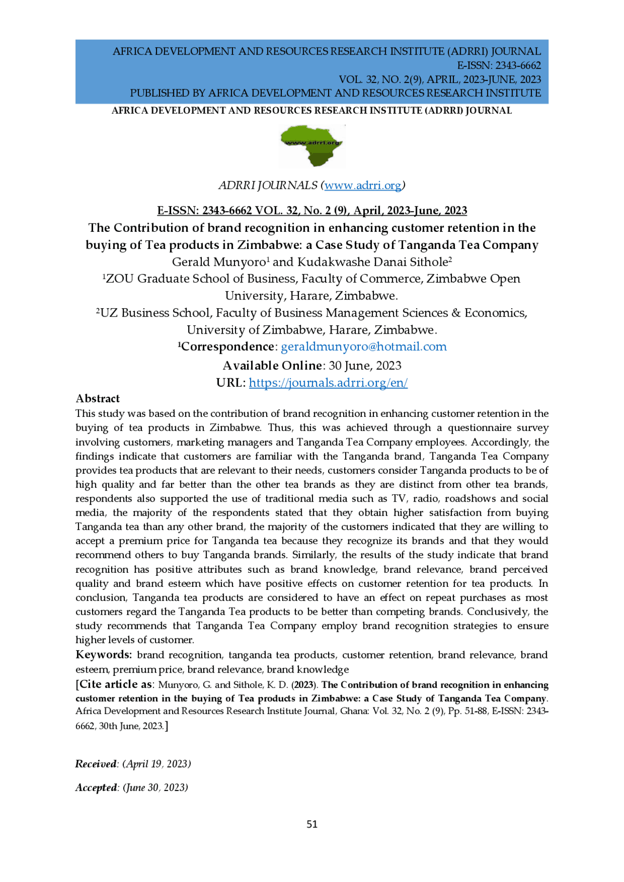 Brand Recognition's Impact on Customer Retention for Tea in Zimbabwe ...