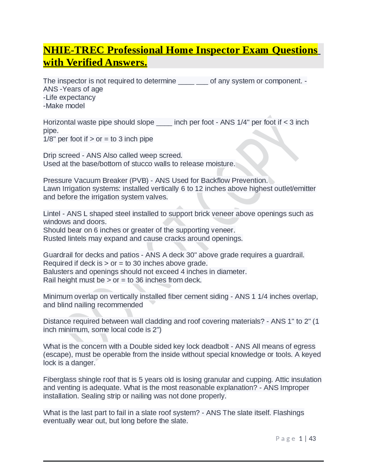 Real Estate Home Inspection: Report Writing and Requirements | Exams ...