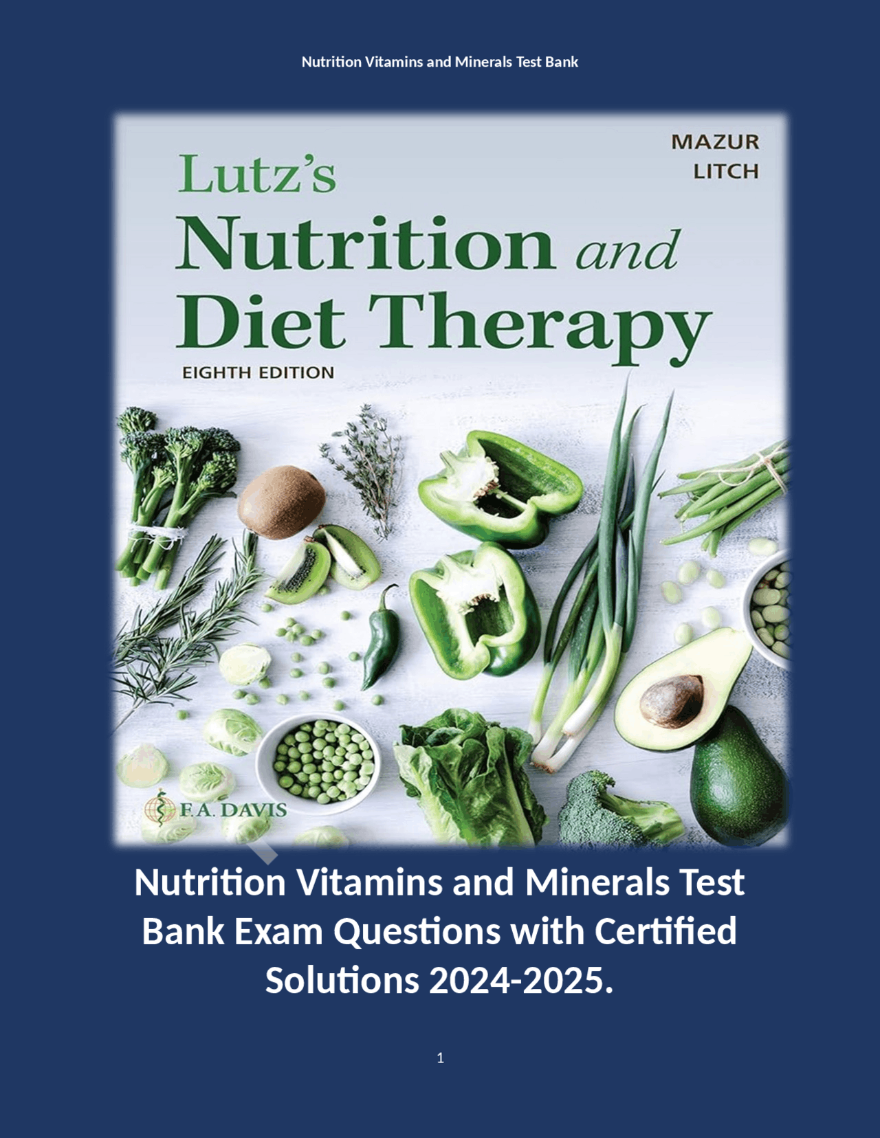 Nutrition Vitamins and Minerals Test Bank | Exams Nutrition | Docsity