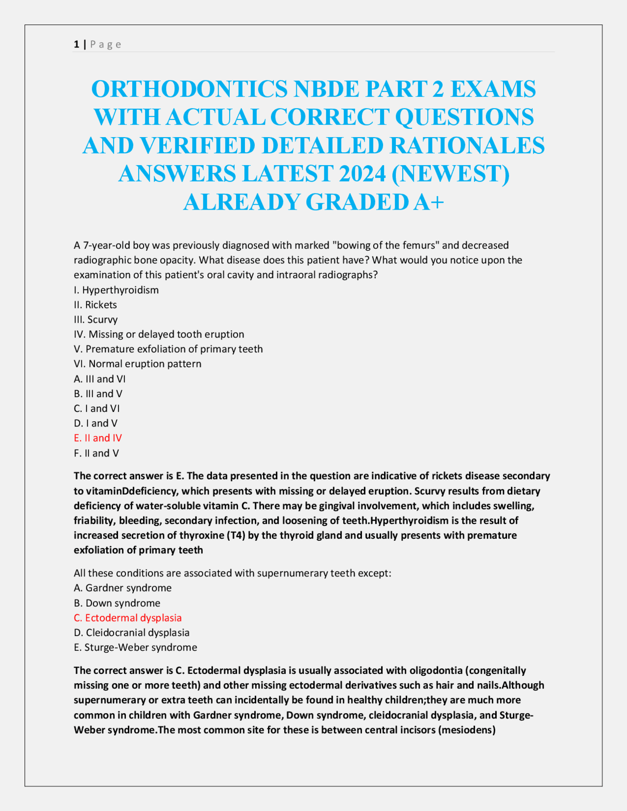 ORTHODONTICS NBDE PART 2 EXAMS | Exams Nursing | Docsity