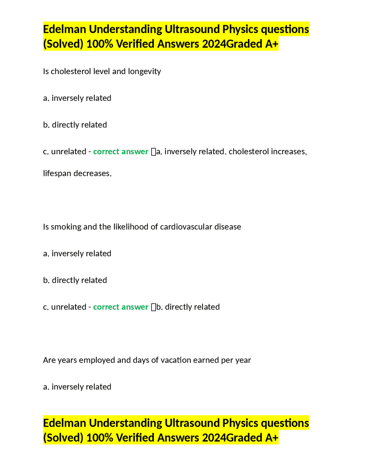 Edelman Understanding Ultrasound Physics: Solved Questions and Answers ...