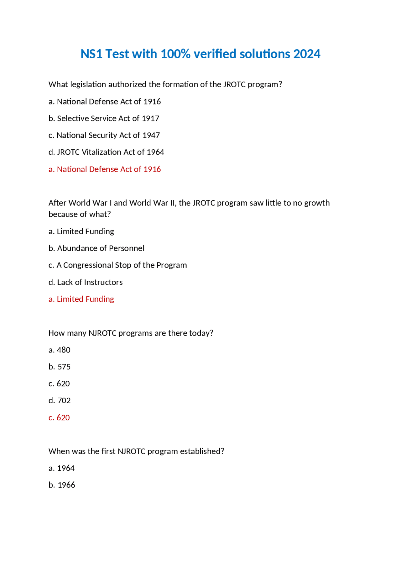 NS1 Test with 100% verified solutions 2024 | Exams Political Systems ...