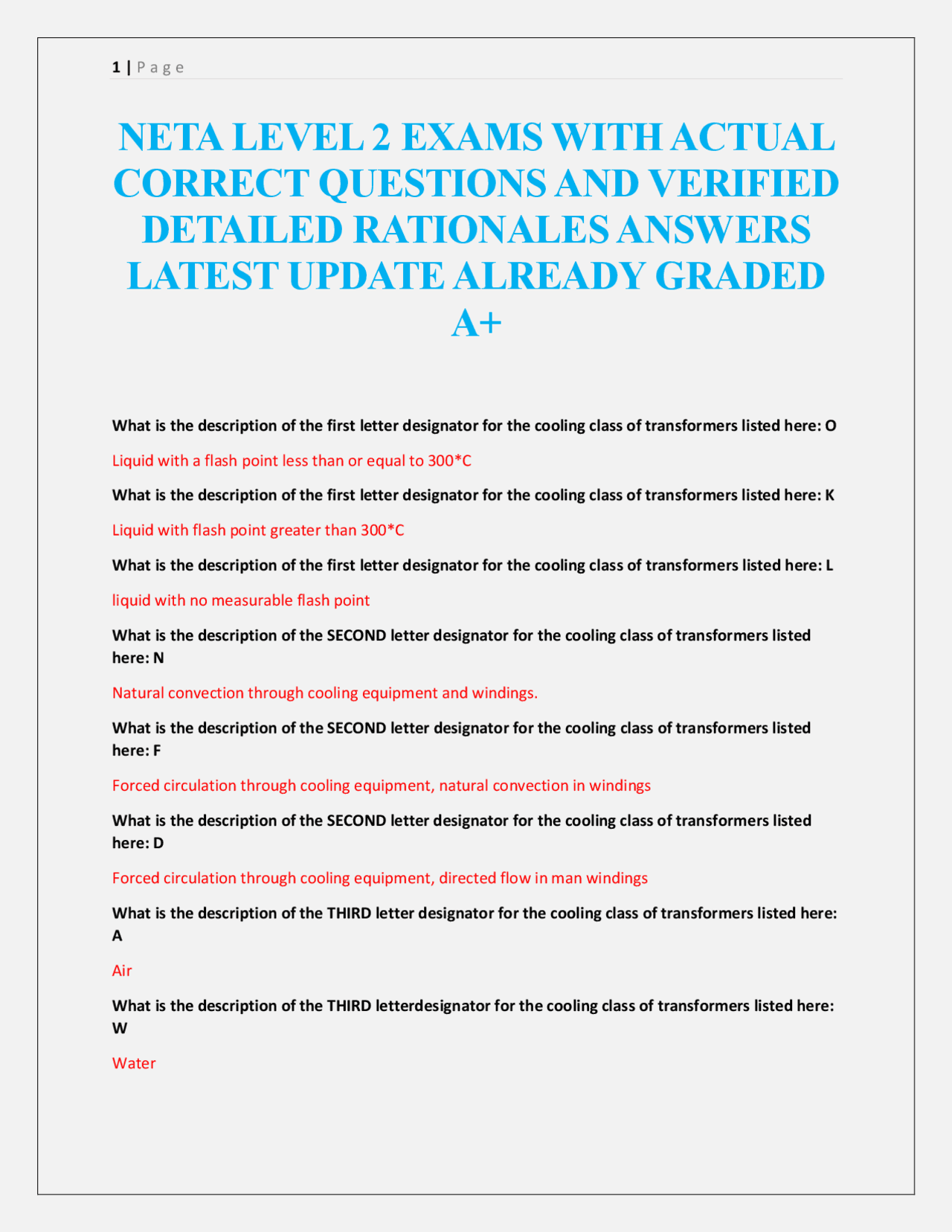 NETA LEVEL 2 EXAMS WITH ACTUAL CORRECT QUESTIONS AND VERIFIED DETAILED ...