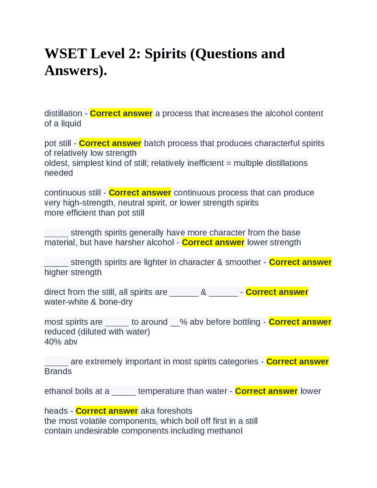 WSET Level 2 Spirits: Key Concepts and Definitions | Exams Chemistry ...