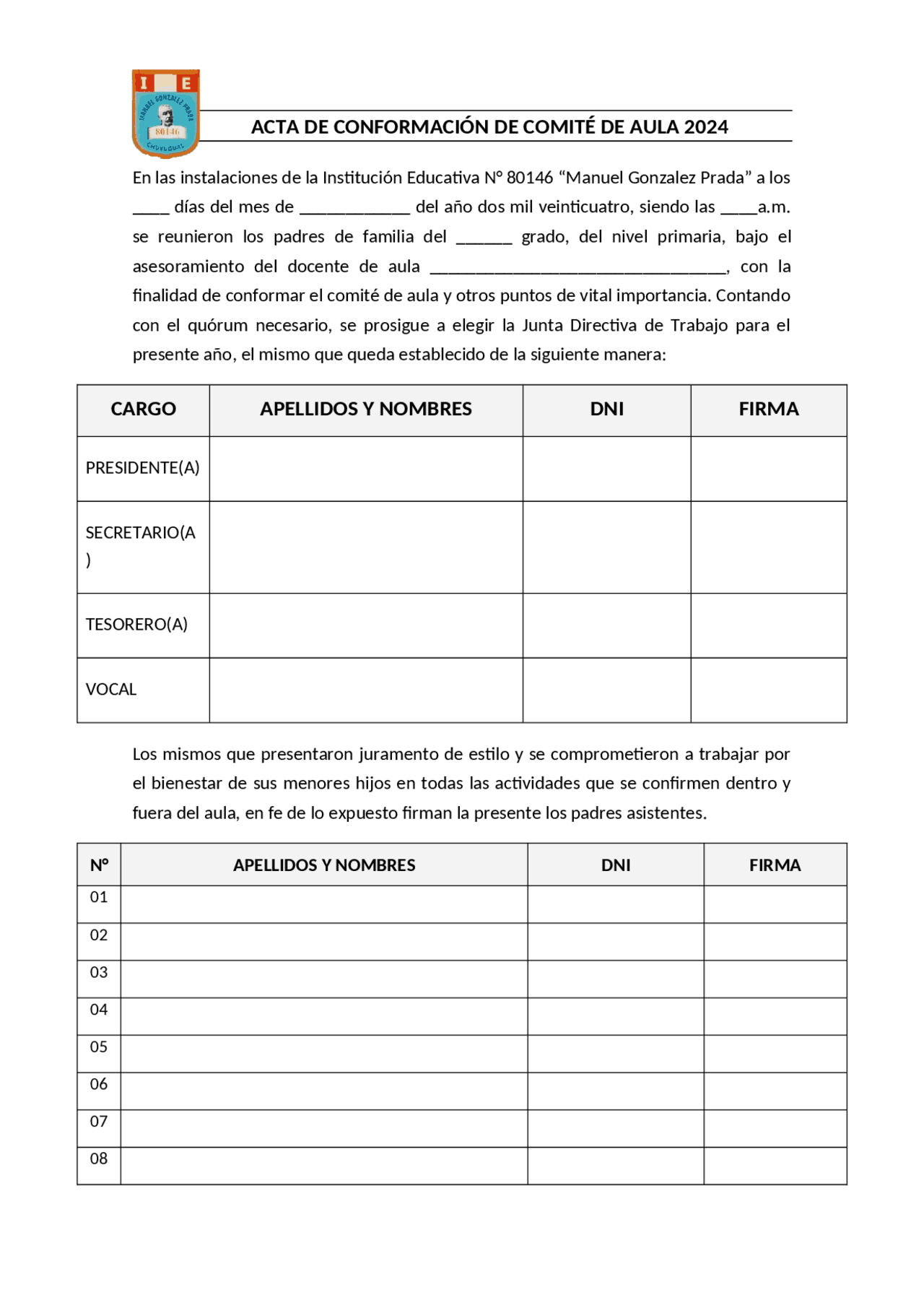 Ejemplo De Reunion De Padres De Familia