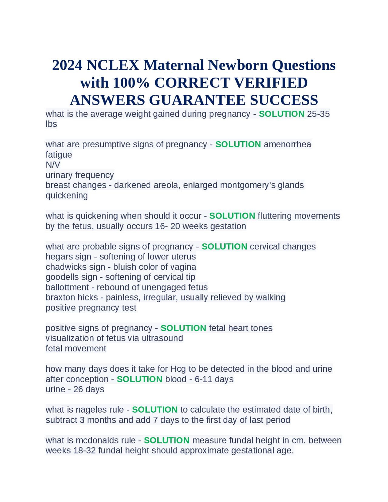 NCLEX Maternal Newborn Review: Pregnancy Signs, Labor, and ...