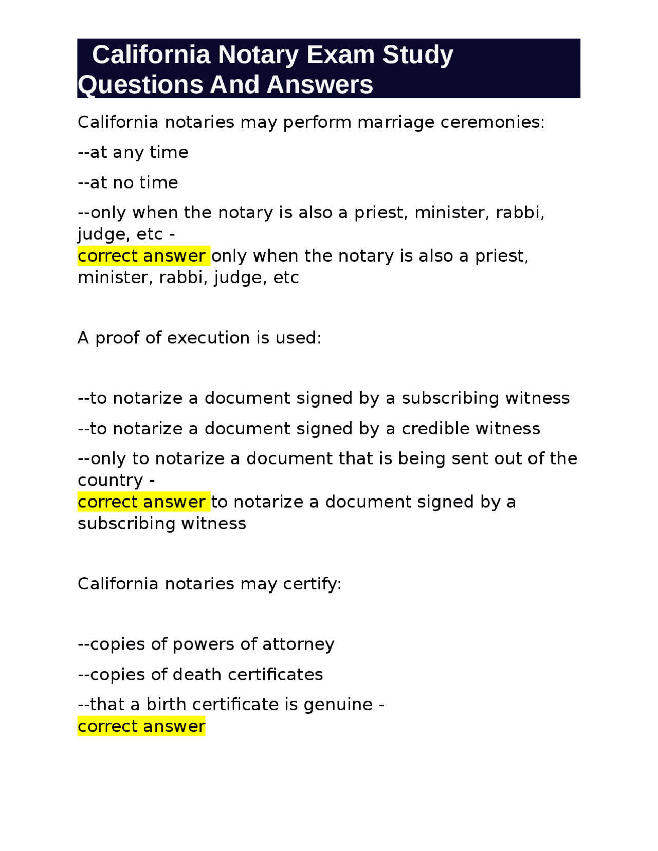 California Notary Exam Study: Notarization Process & Requirements - Q&A ...
