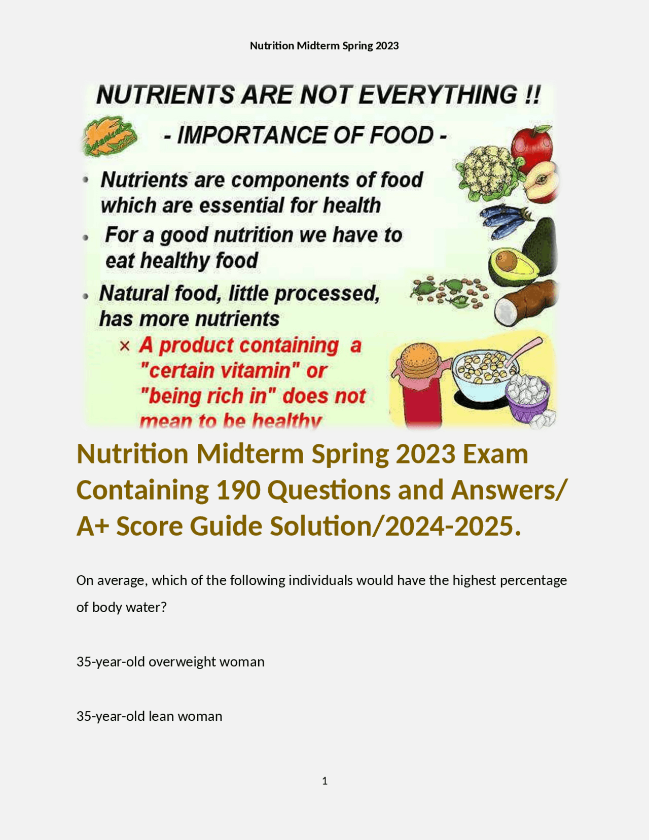Nutrition Midterm Spring 2023: Questions about Fats, Vitamins, and Food ...
