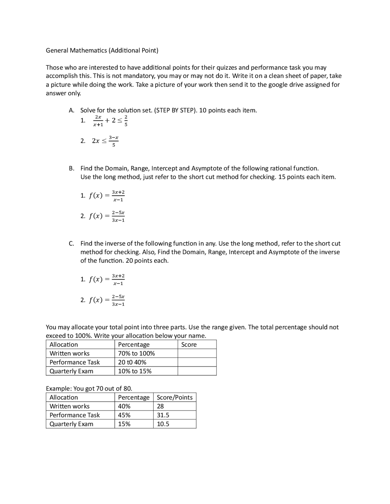 Math keypoints for reviewer | Quizzes English | Docsity
