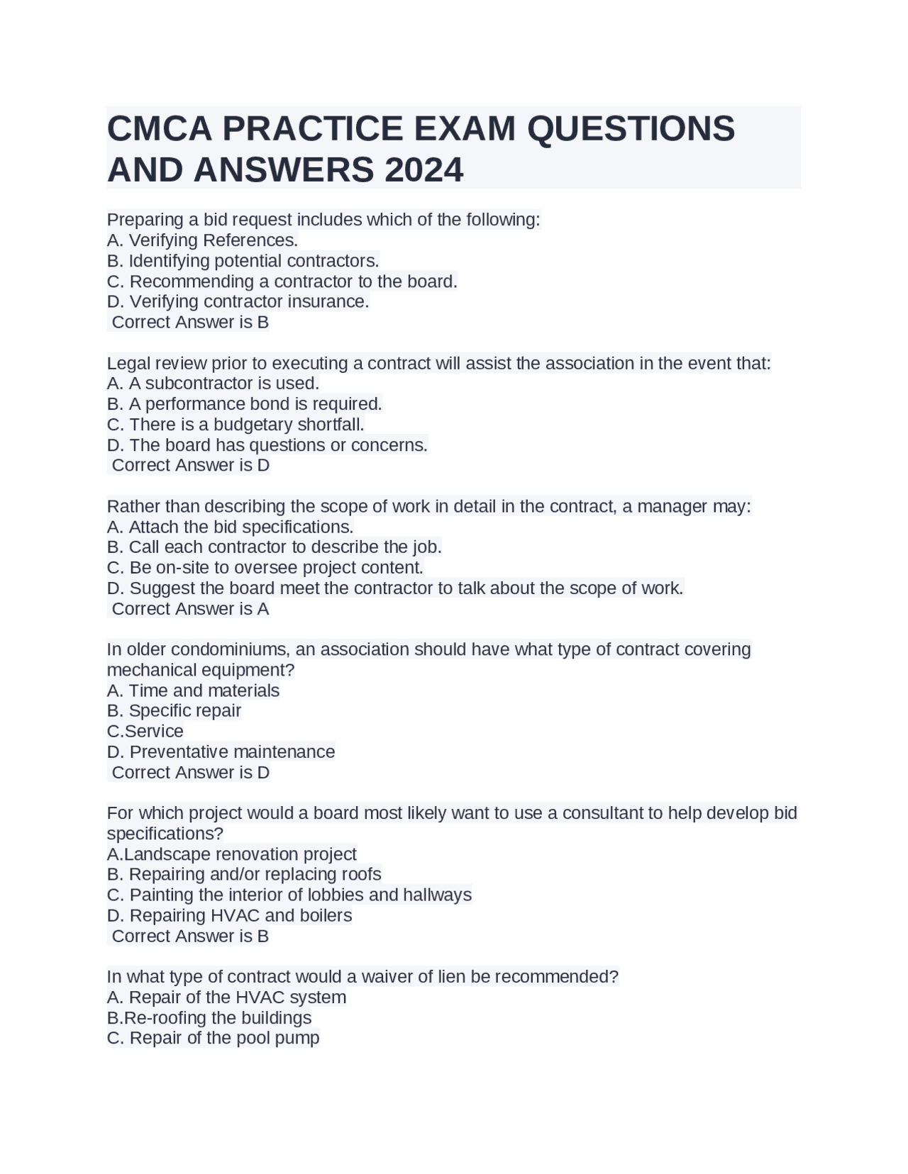 CMCA PRACTICE EXAM QUESTIONS AND ANSWERS 2024 | Exams Nursing | Docsity