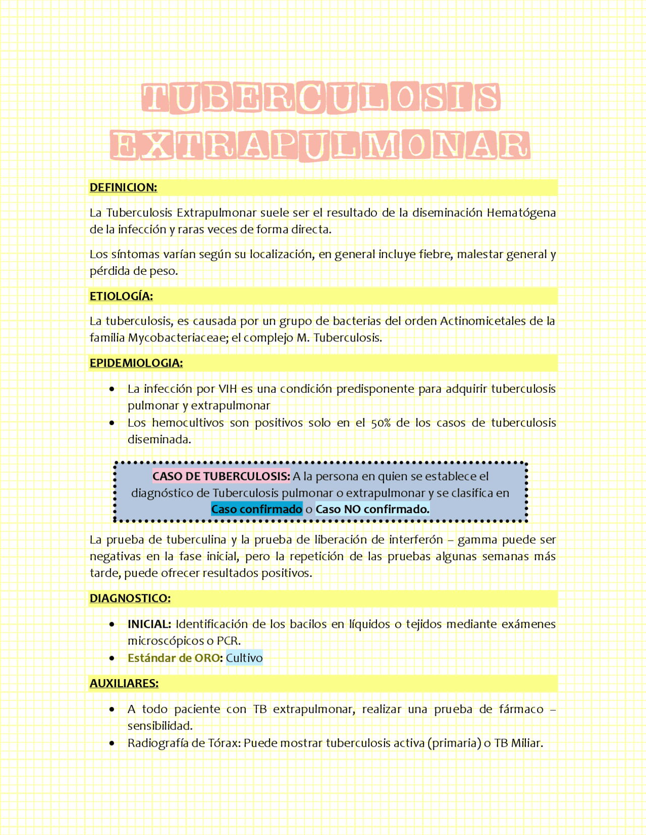 Tuberculosis Extrapulmonar | Apuntes de Infectología | Docsity