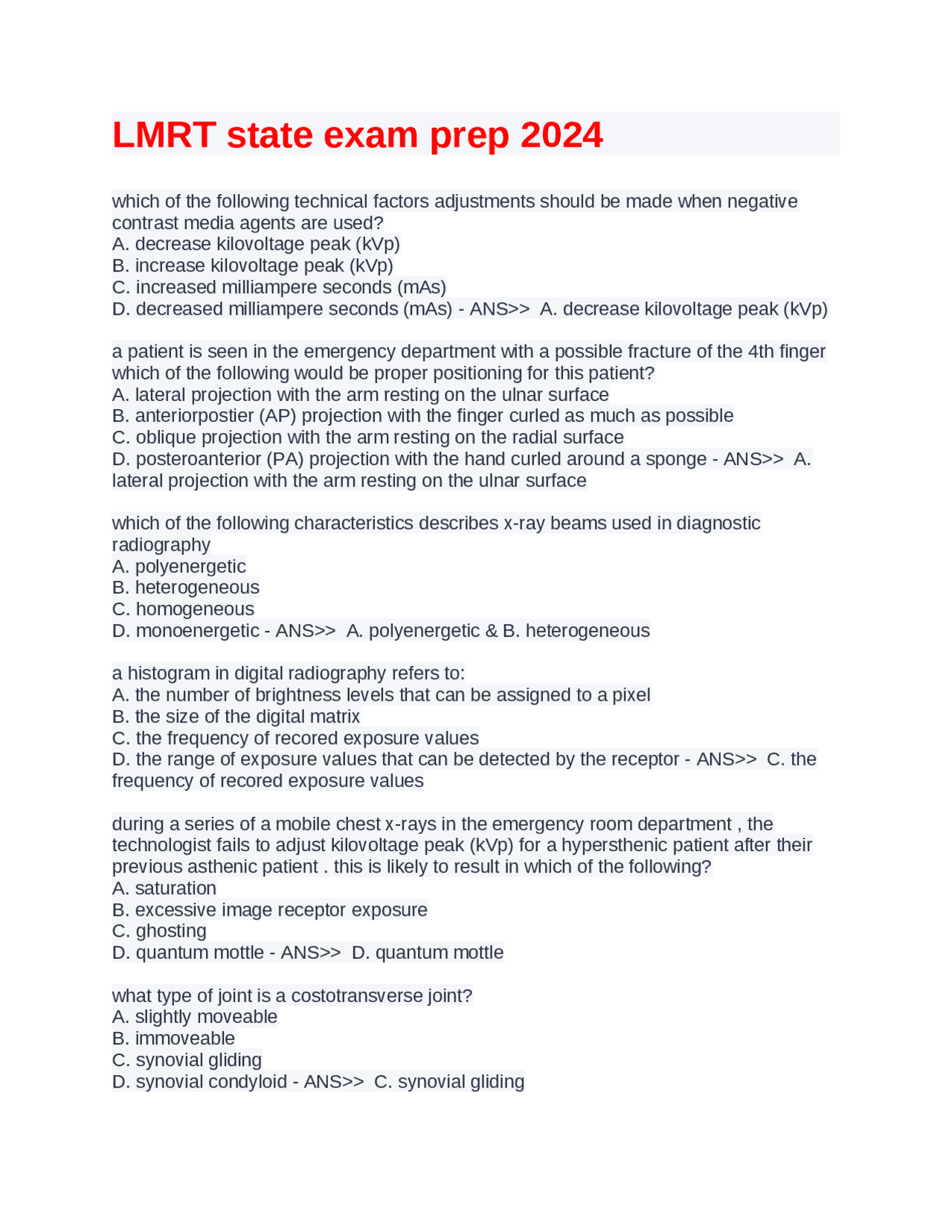 X-Ray Preparation and Techniques: Key Factors and Considerations | Exams Medicine | Docsity