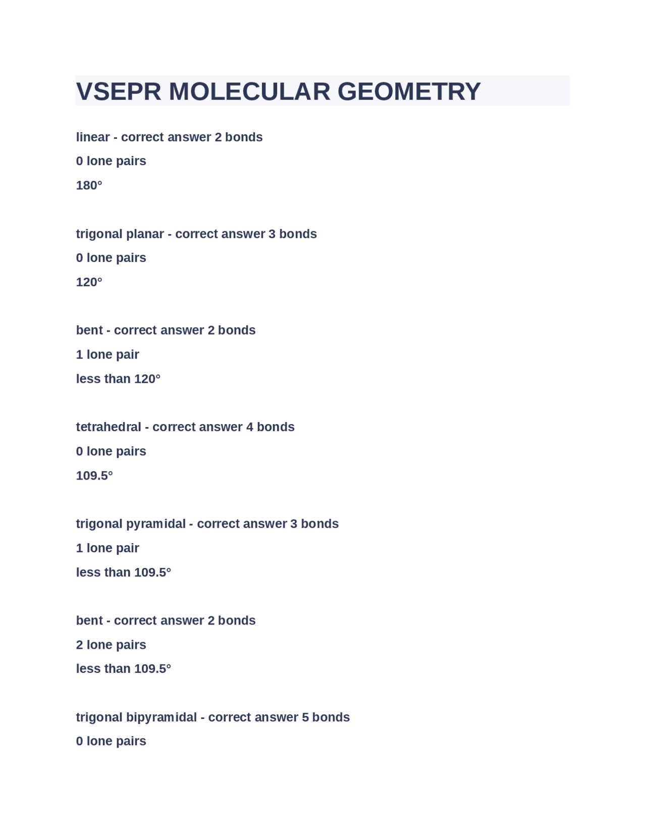 VSEPR MOLECULAR GEOMETRY | Study Guides, Projects, Research Molecular ...