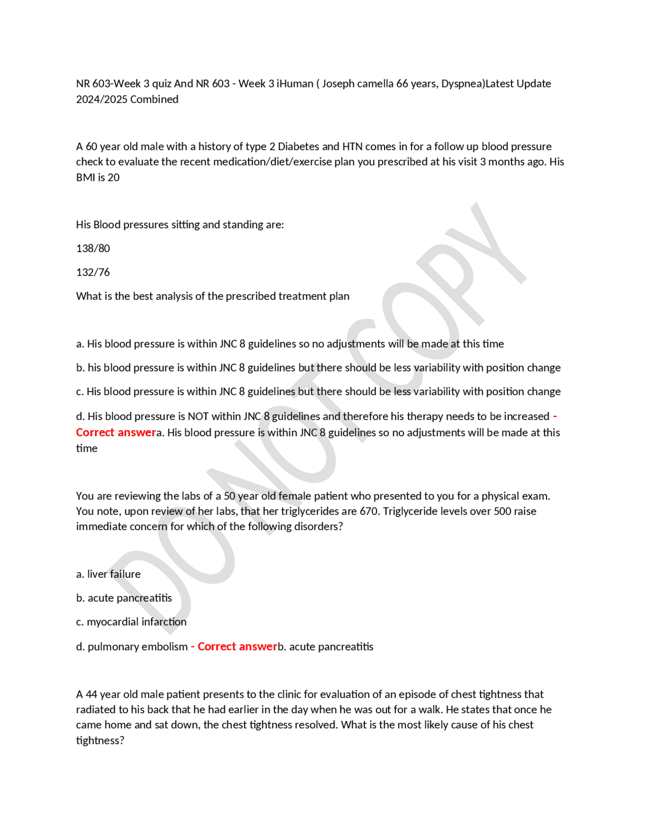 NR 603-Week 3 quiz And NR 603 - Week 3 iHuman ( Joseph camella 66 years ...