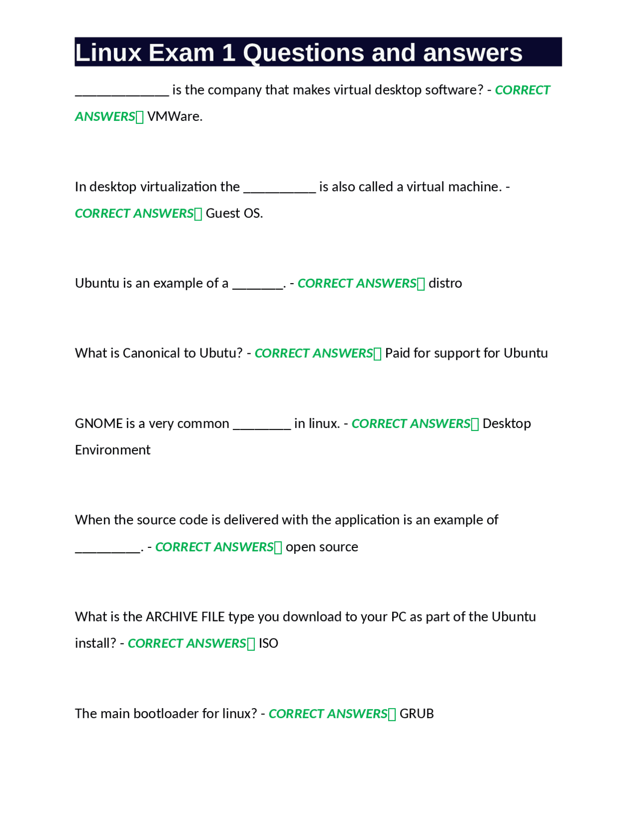 Linux Exam 1 Questions and answers Linux Exam 1 Questions and answers | Exams Nursing | Docsity