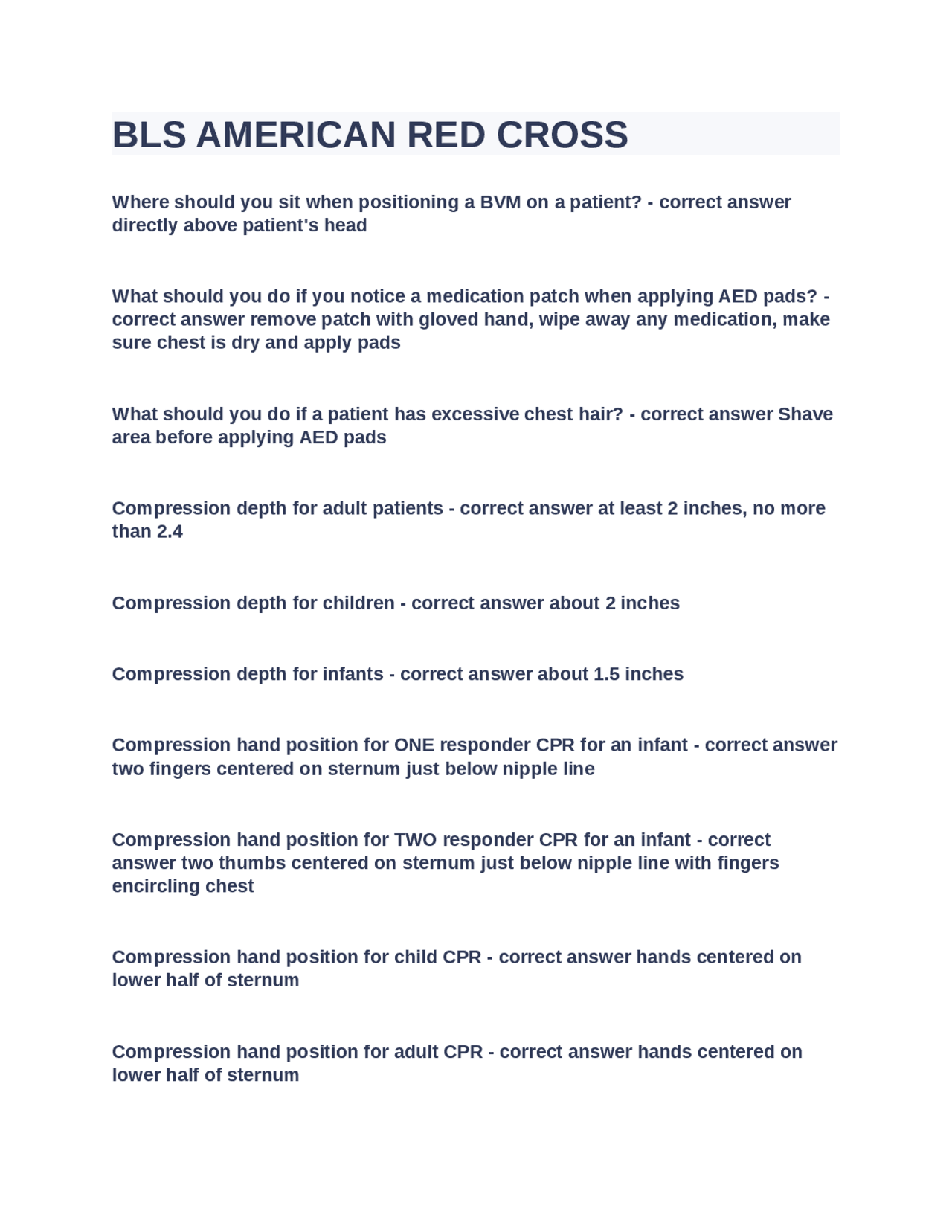 HSI Basic Life Support (BLS) AMERICAN RED CROSS | Exams Cardiology ...