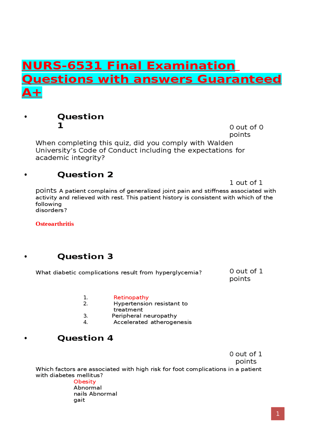 Medical Quiz on Various Topics | Exams Nursing | Docsity