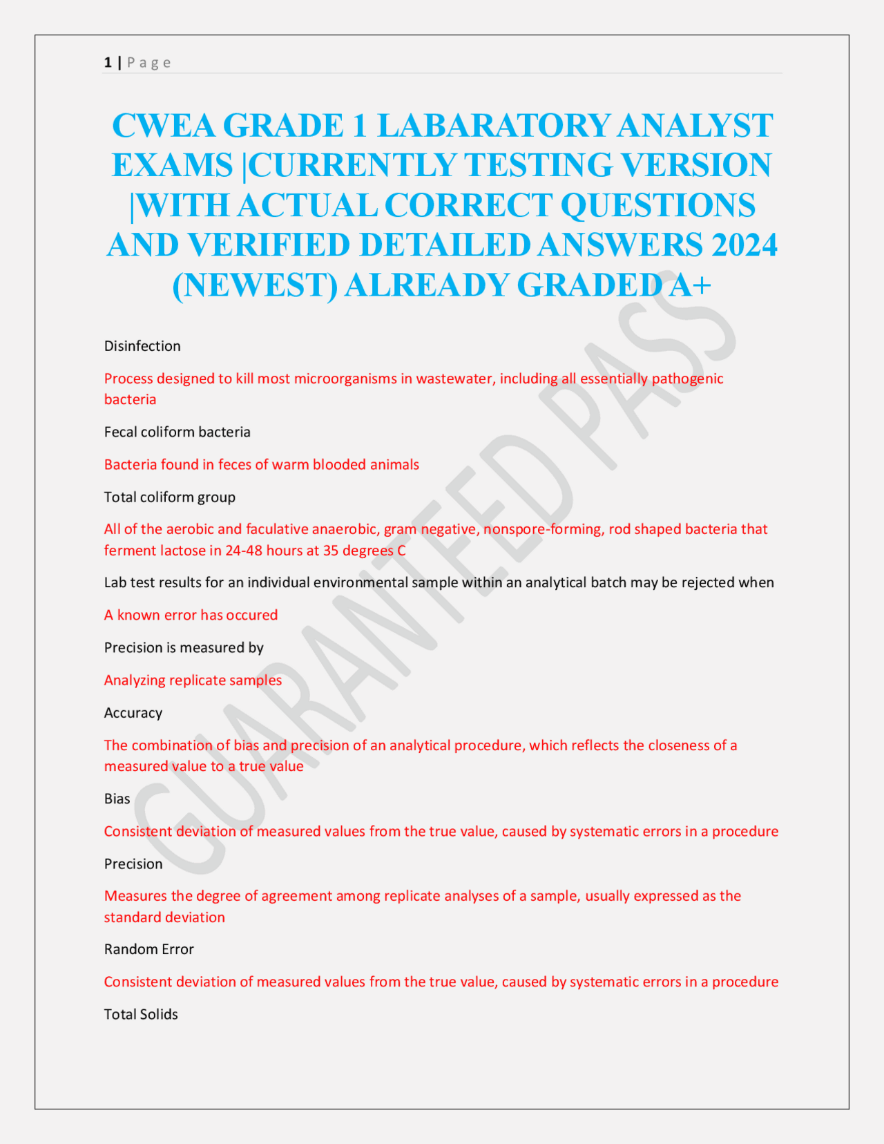 Laboratory Procedure for Water Analysis: Bacterial Count, Enzyme ...