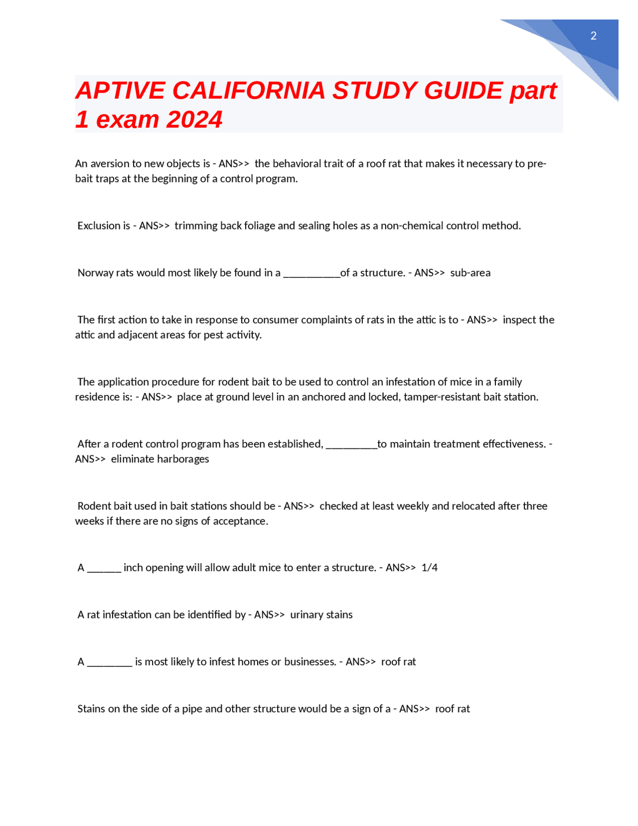 APTIVE CALIFORNIA STUDY GUIDE part 1 exam 2024. | Exams Law | Docsity