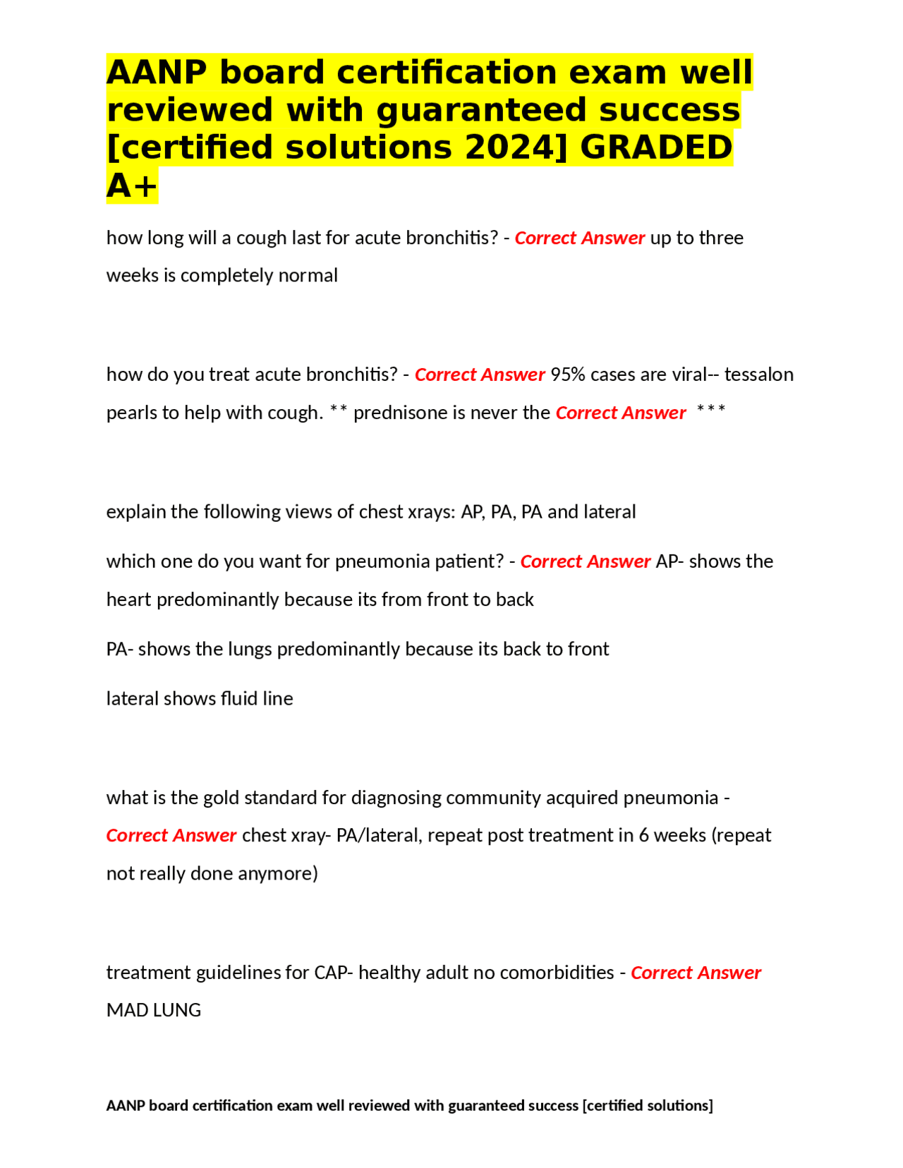 AANP Board Certification Exam Review for Respiratory Diseases | Exams ...