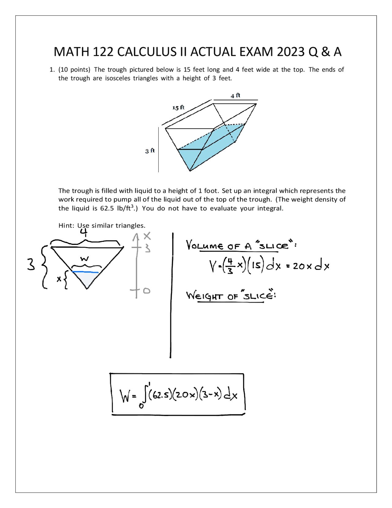 Calculus II Exam 2023: Questions and Answers | Exams Mathematics | Docsity