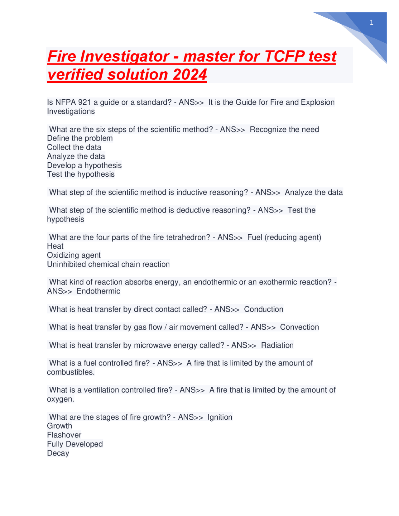 Fire Investigation: Causes, Classifications, and Models | Exams Safety ...