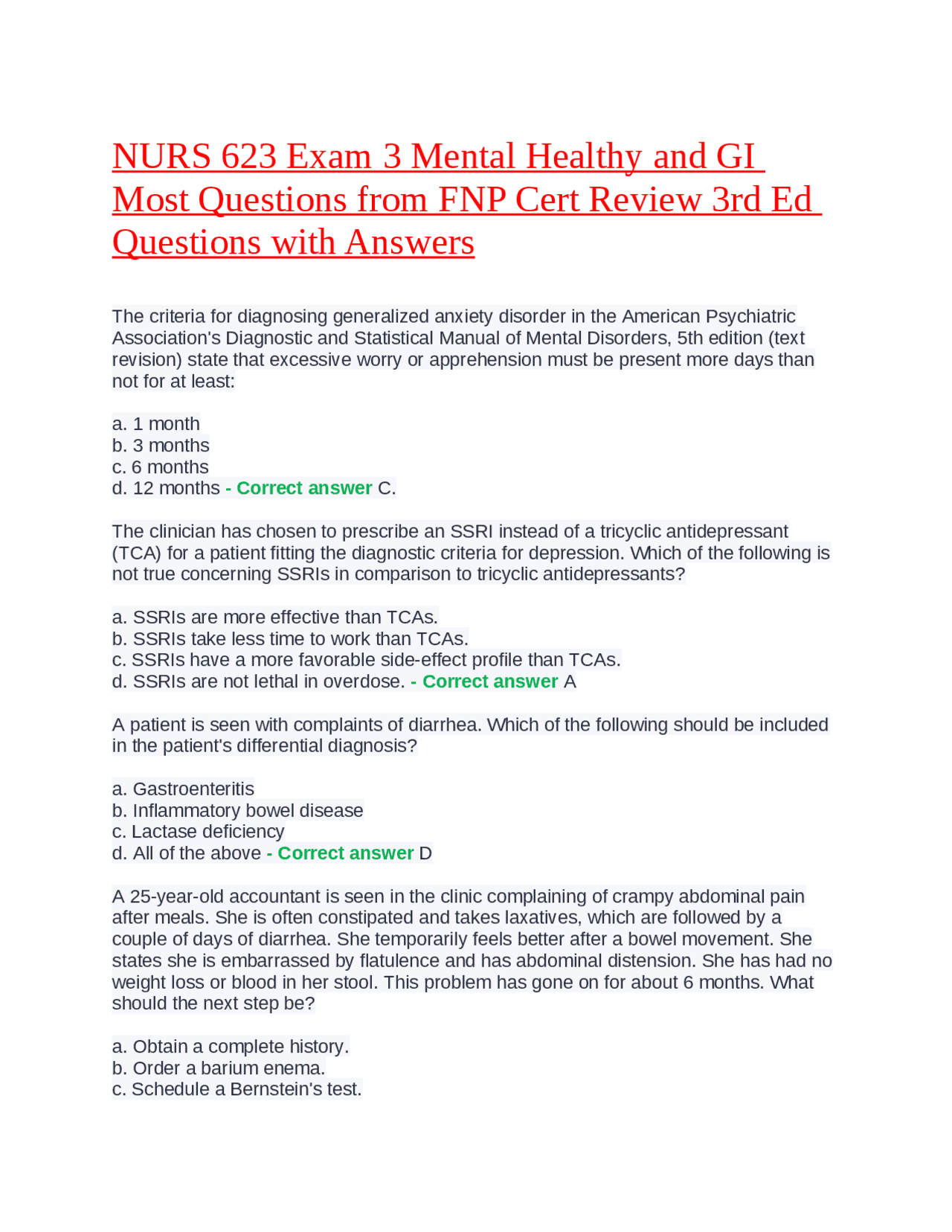 Medical Quiz: Answers and Questions about Gastrointestinal Disorders ...