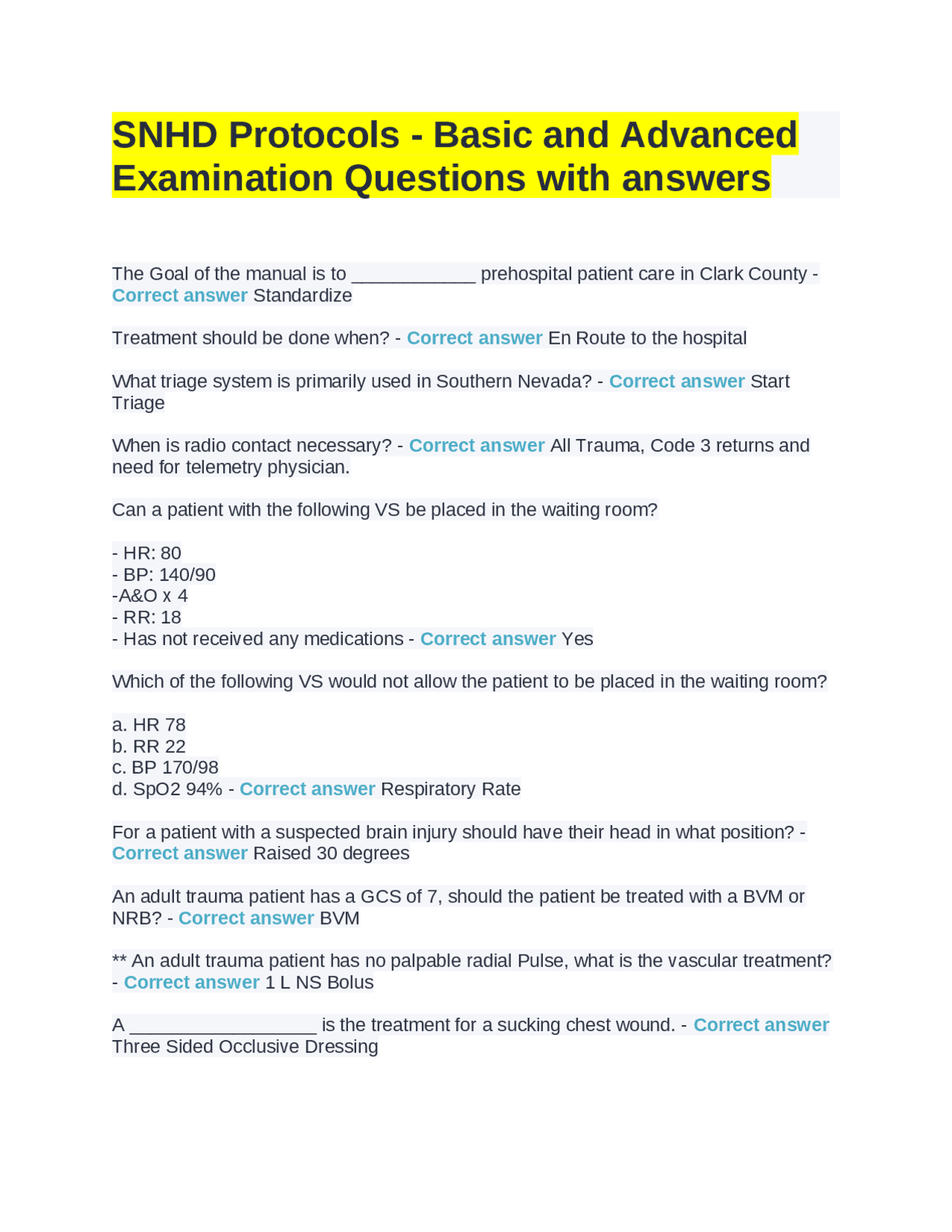 SNHD Protocols for Prehospital Patient Care in Clark County | Exams ...