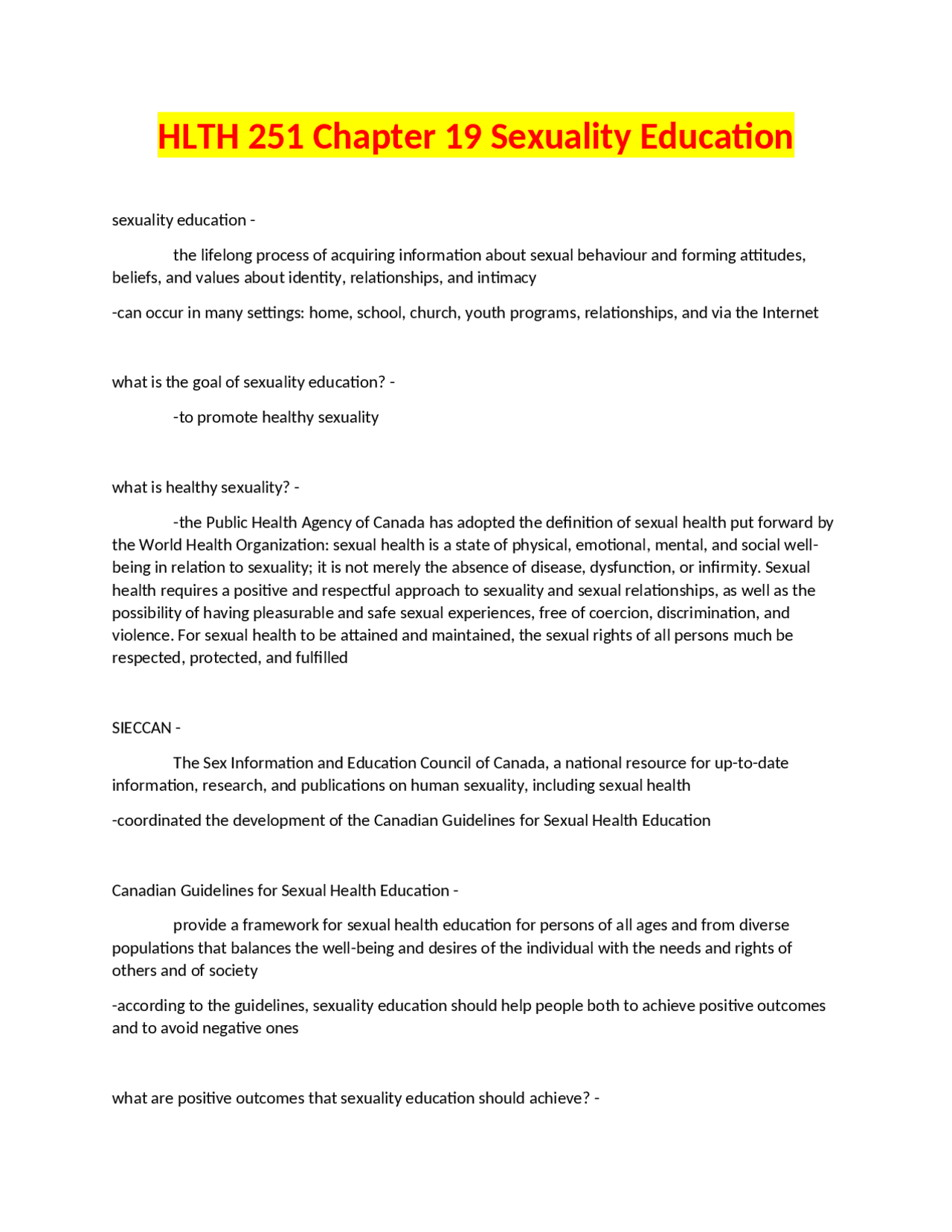Canadian Sexual Health Education Balancing Individual Needs And