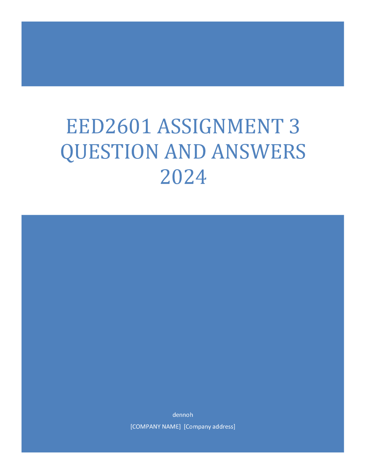 EED2601 Assignment 3 Question and ANSWERS 2024 .pdf | Exams Law | Docsity
