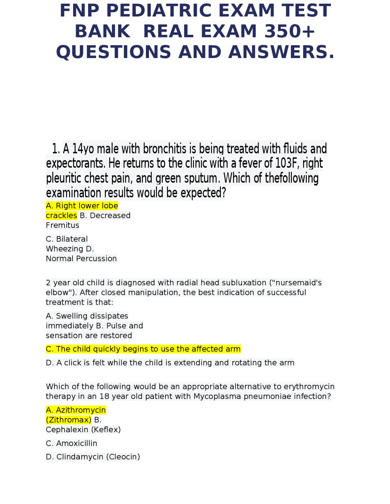 Nurse Practitioner Exam: Diagnosis and Treatment Questions | Exams ...