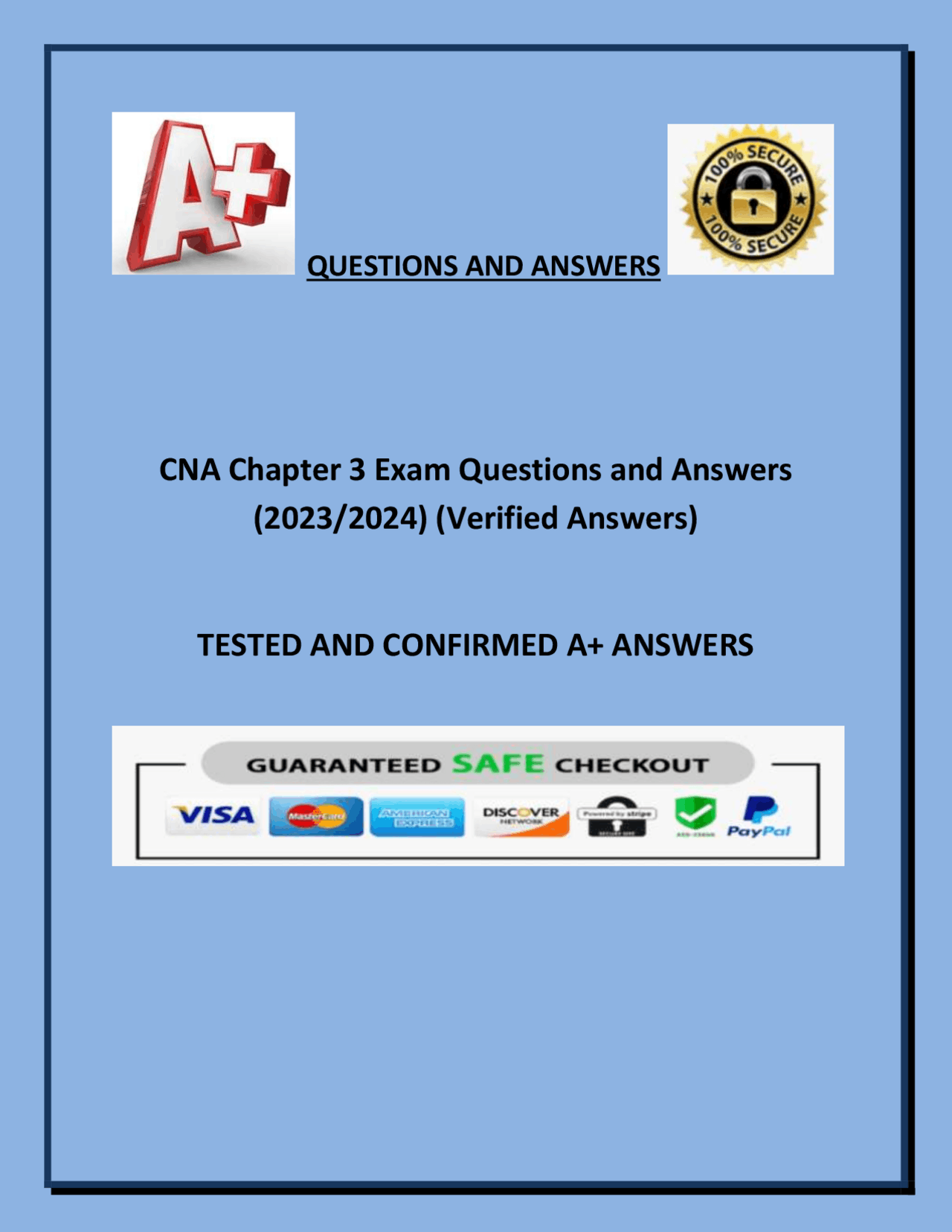 CNA Chapter 3 Exam Questions and Answers: Nutrition and Feeding | Exams ...