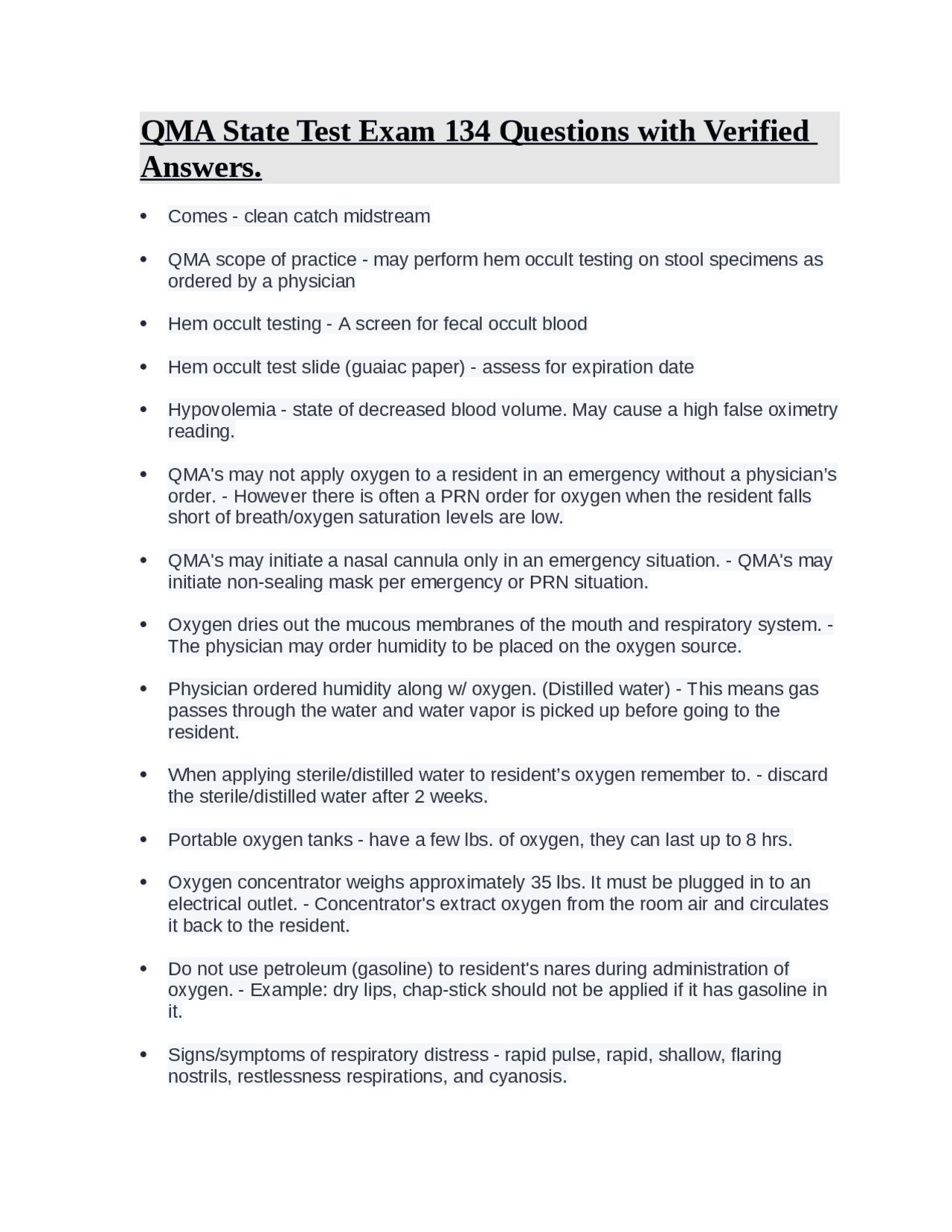 QMA State Test Exam 134 Questions with Verified Answers. | Exams Solid ...