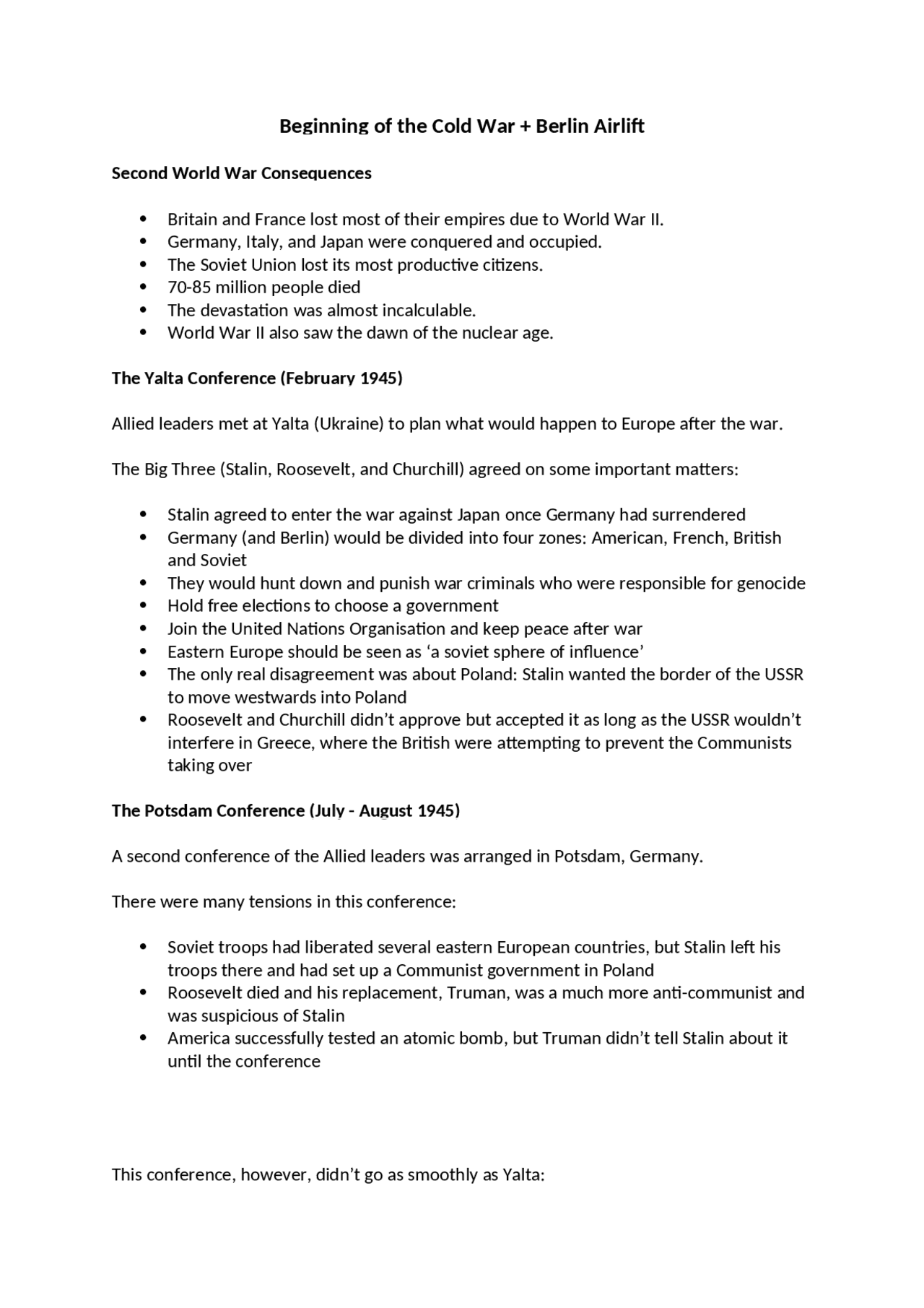 Post-World War II International Relations: The Cold War and its ...