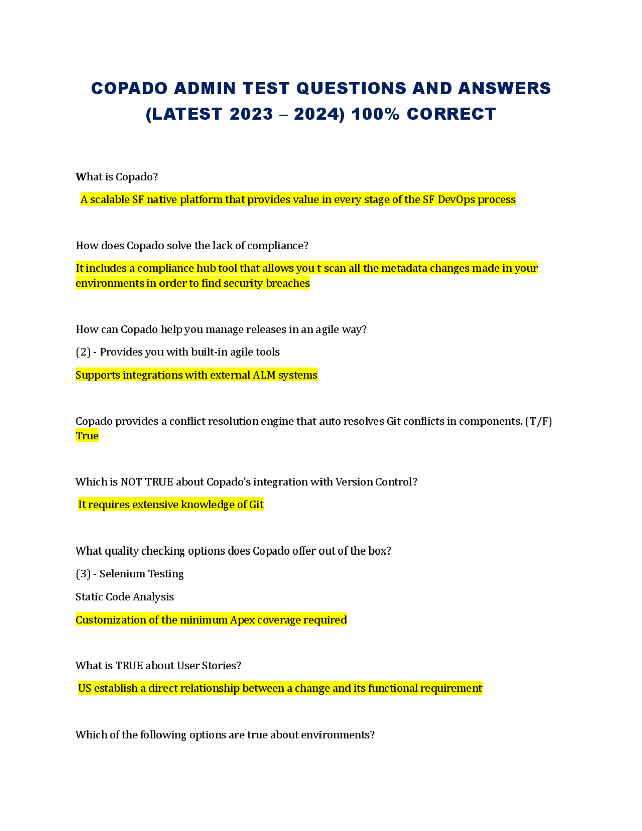 COPADO ADMIN TEST QUESTIONS AND ANSWERS (LATEST 2023 – 2024) 100% ...