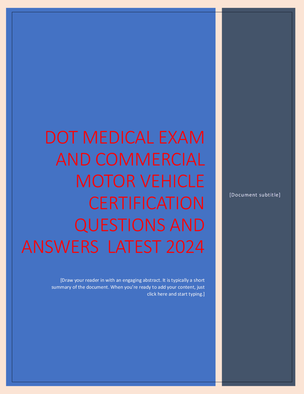 FMCSA Driver Medical Certification Exam Answers | Exams Medicine | Docsity