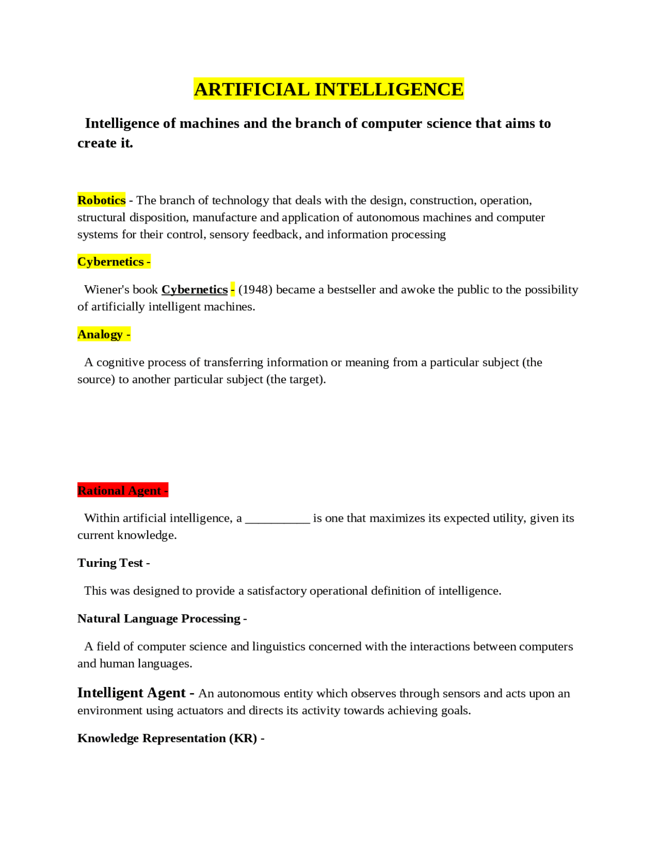 Artificial Intelligence: Key Concepts and Disciplines | Study notes ...