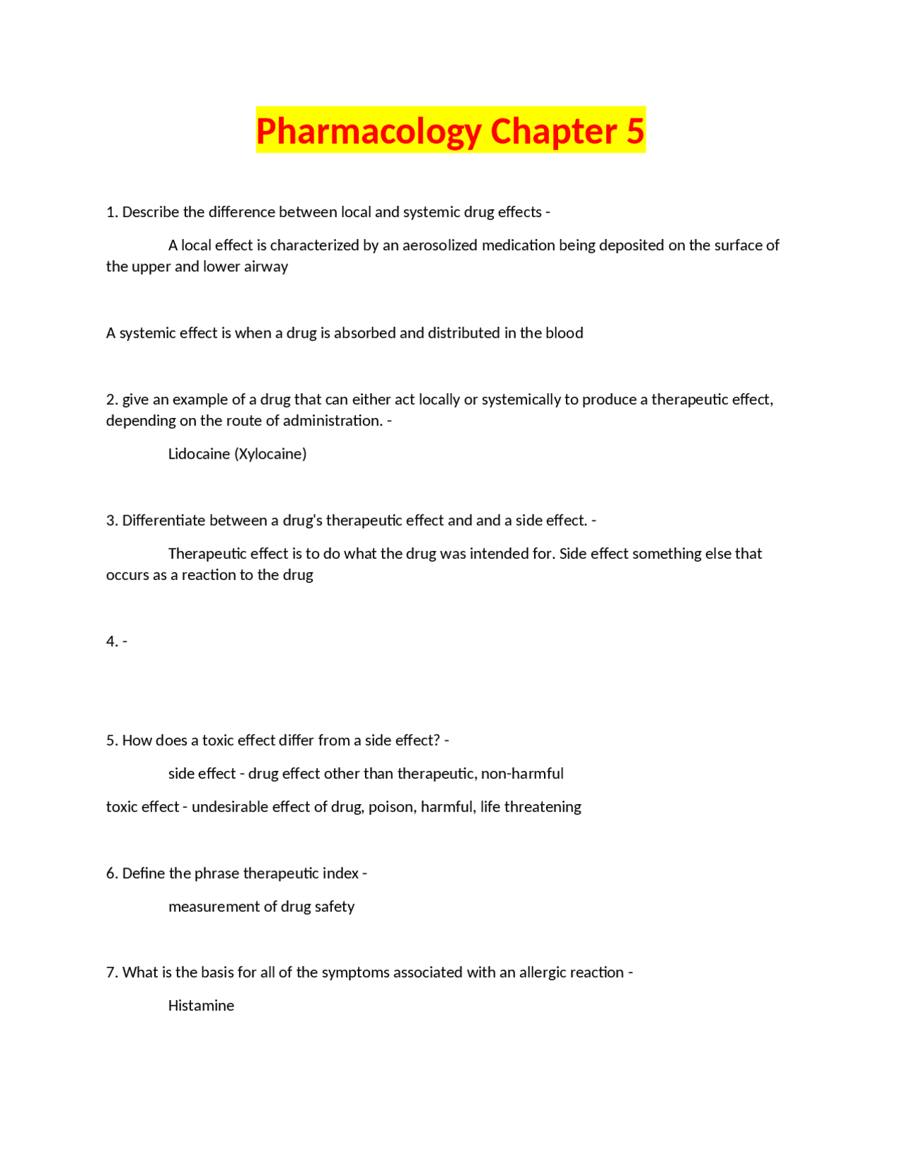 Understanding Drug Effects: Local, Systemic, Interactions | Exams Pharmacology | Docsity