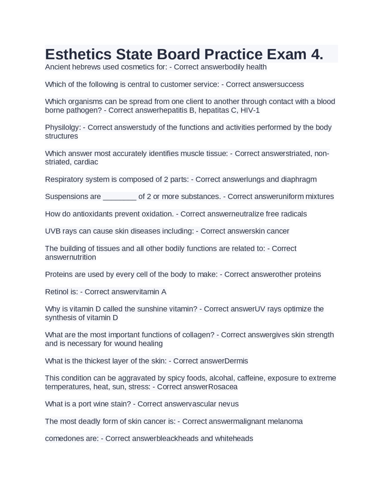 Esthetics Practice Exam: Anatomy, Physiology, and Skin Care | Exams ...