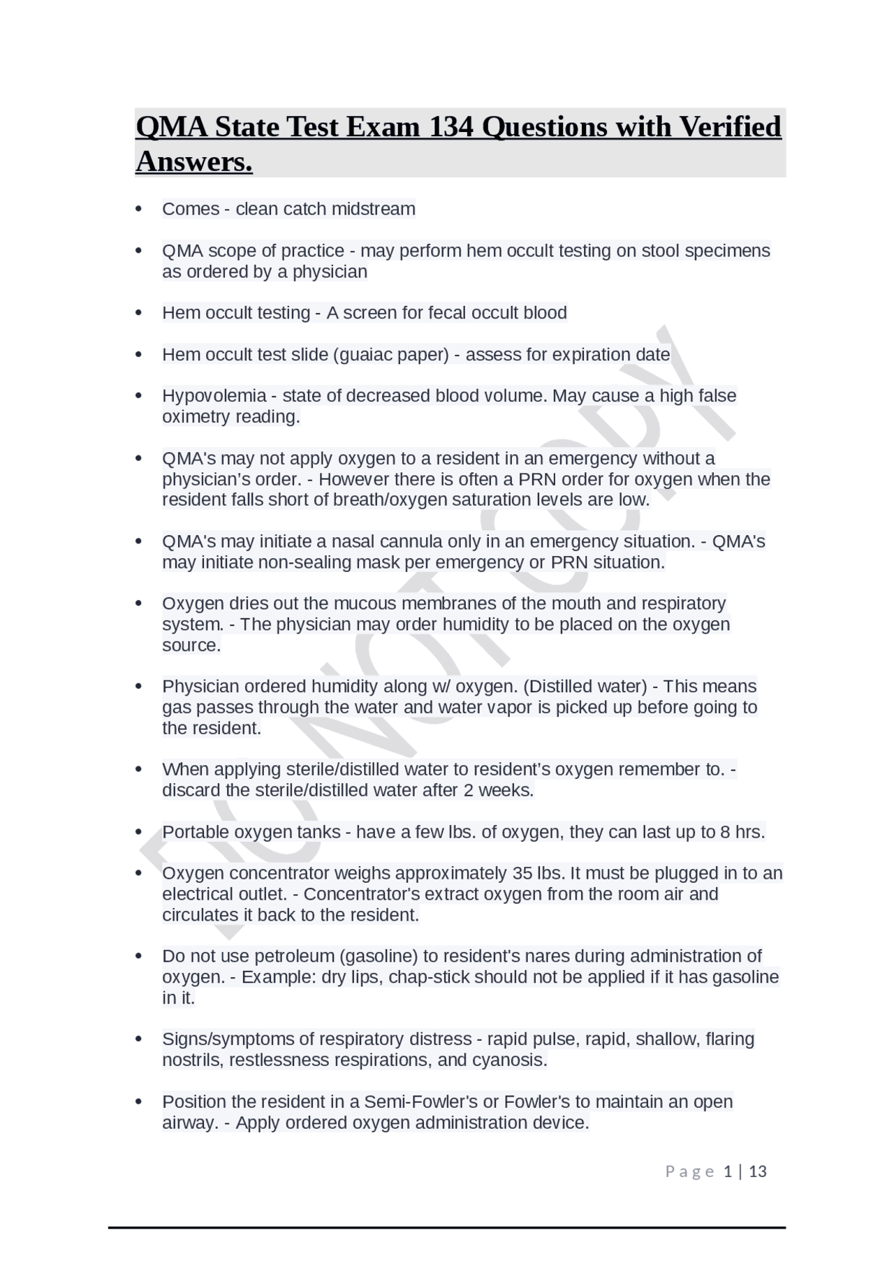 QMA State Test Exam 134 Questions with Verified Answers. | Exams ...